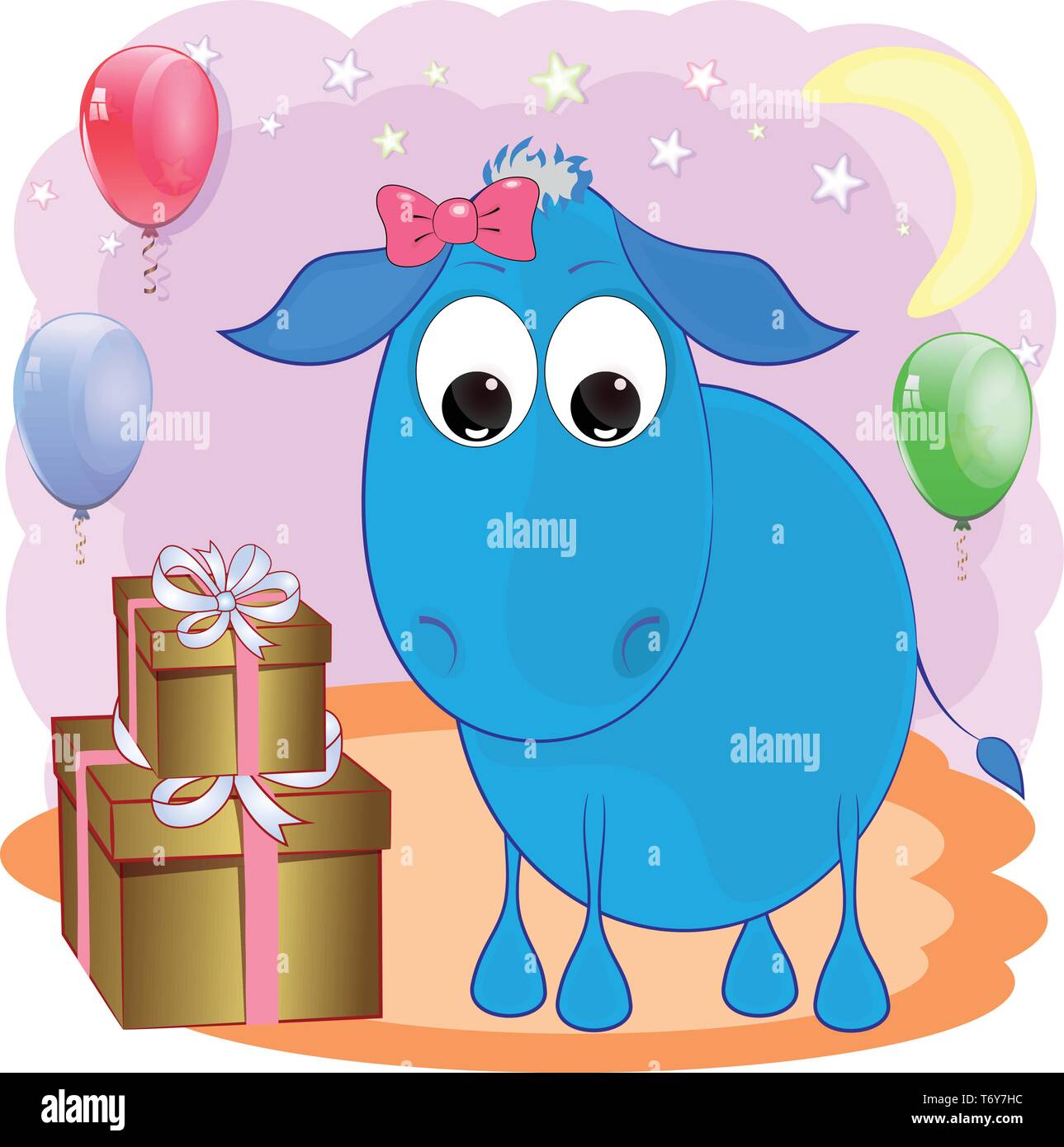 Carte de souhaits d'anniversaire avec âne. cartoon vector illustration ...