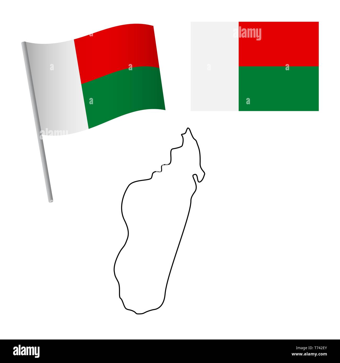 Madagascar drapeau et carte. Contexte patriotique. Drapeau national de ...