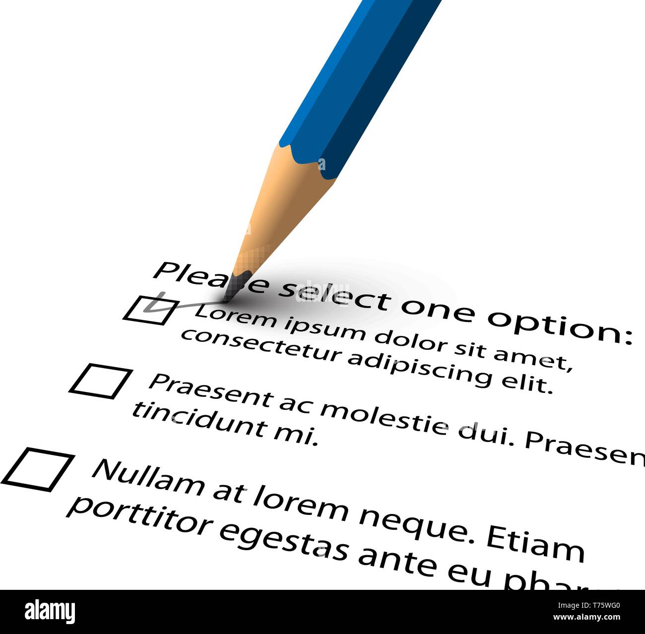 Remplir le questionnaire au crayon sur papier blanc - vector ...