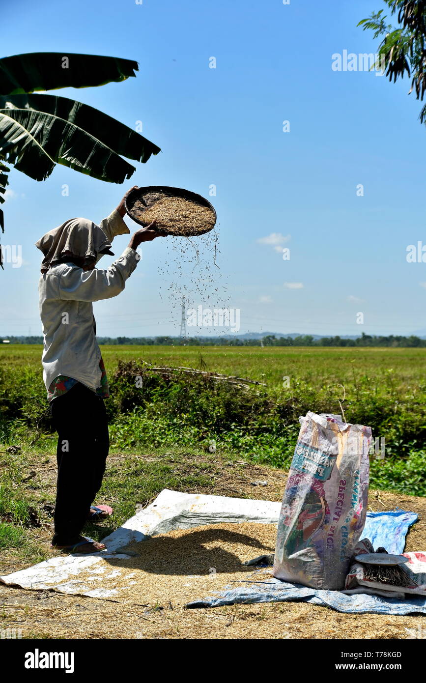 La ville de Santiago, Isabela, Philippines, le 16 avril 2019, une vieille femme en train de ...