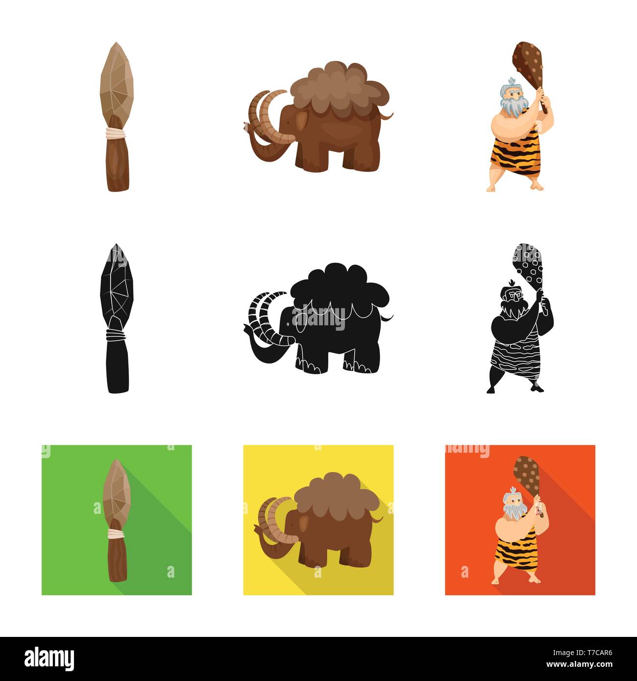 Mammouth,flèche,homme,lance,animal,,vierge,préhistoriques,laine,pierre ...