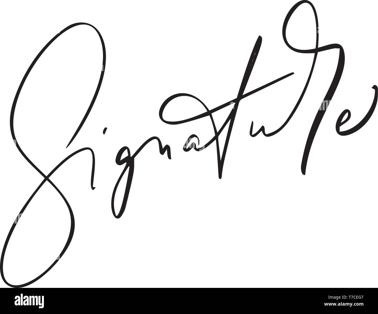 Signature manuelle de documents sur fond blanc. Lettrage Calligraphie ...