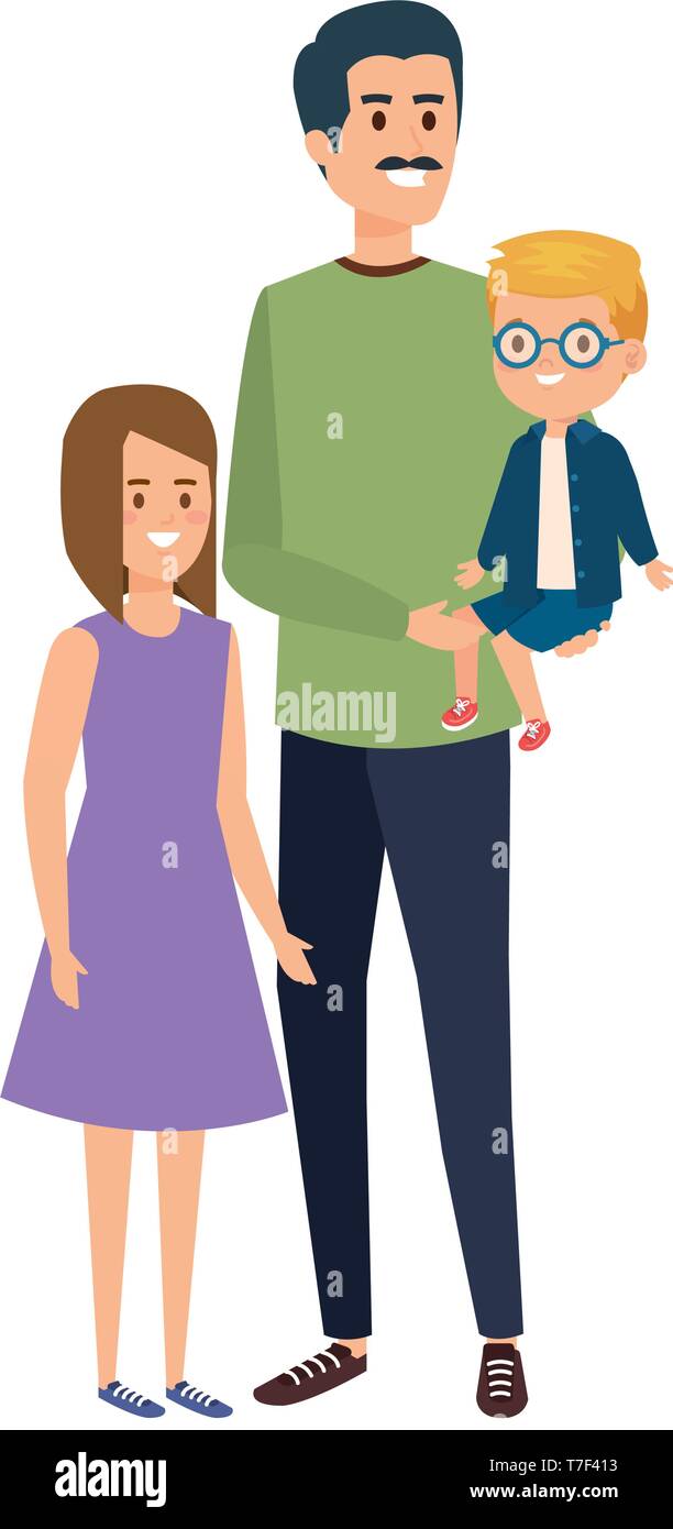 Jeune Père Avec Son Fils Et Sa Fille Image Vectorielle Stock Alamy