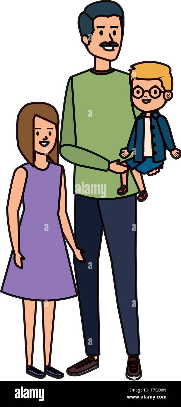 Jeune Père Avec Son Fils Et Sa Fille Image Vectorielle Stock Alamy