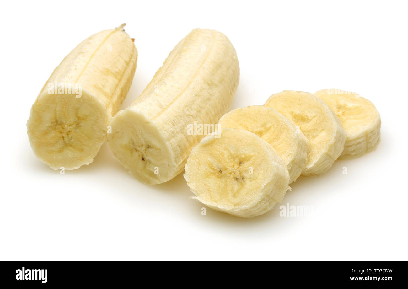 Banana slices isolated on white background Banque de photographies et d ...