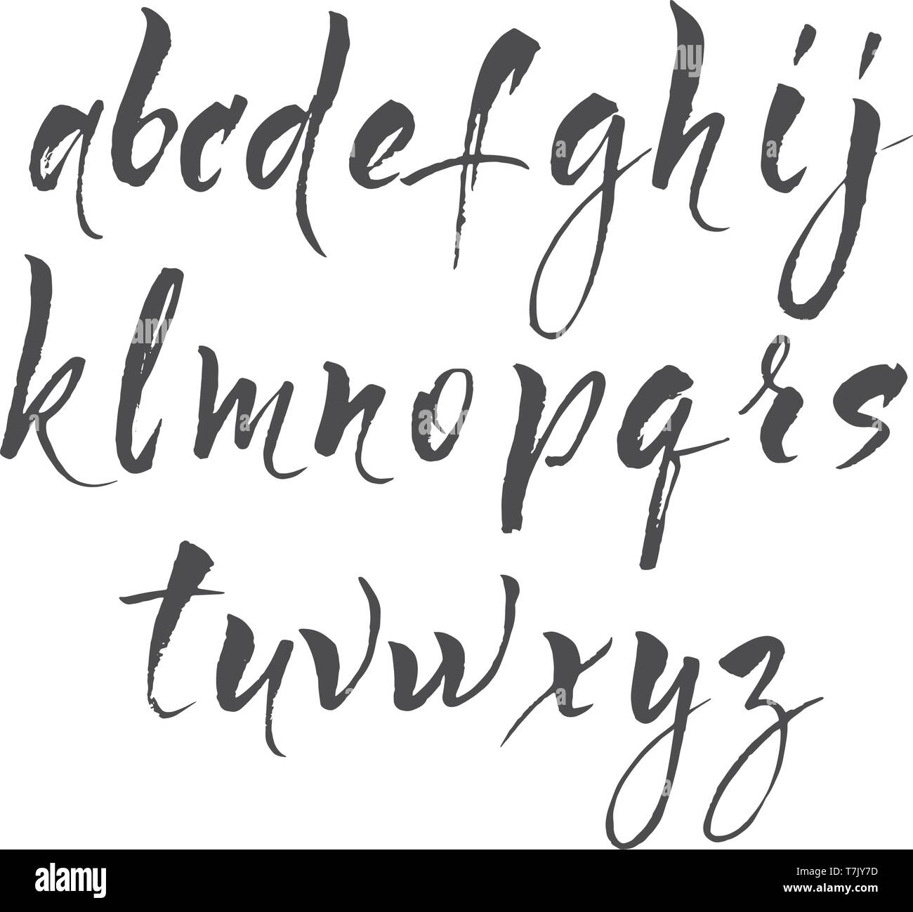 Calligraphic handwritten letter latin text Banque d'images noir et ...