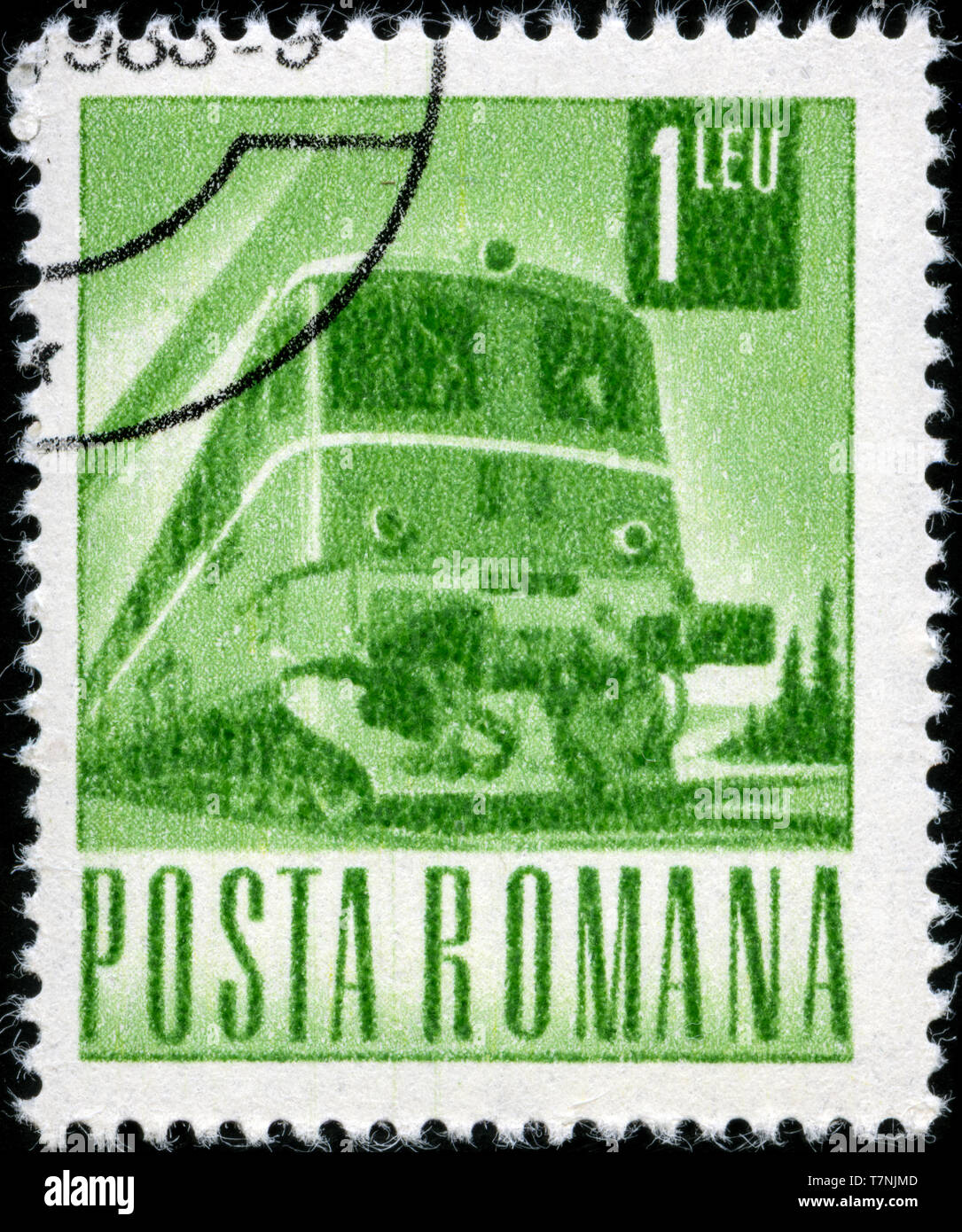 Stamp posta romana train Banque de photographies et d’images à haute ...