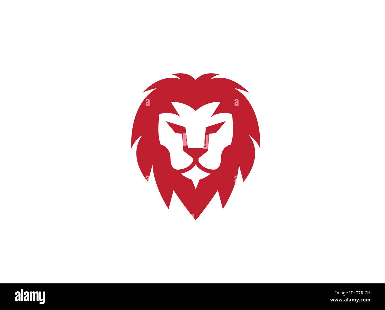 Visage et tête de lion rouge logo design illustration sur fond blanc ...