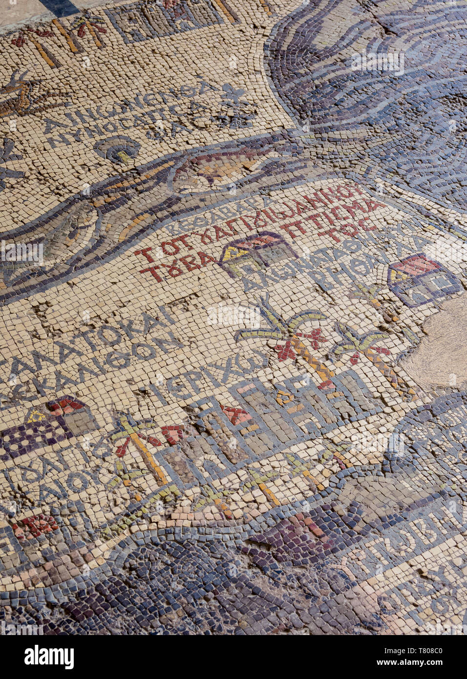 La mosaïque de Madaba Map, Grecs Orthodoxes Basilique de Saint George ...