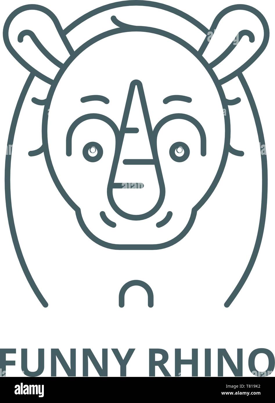 L'icône de la ligne du vecteur rhino rigolo, concept linéaire, contour ...