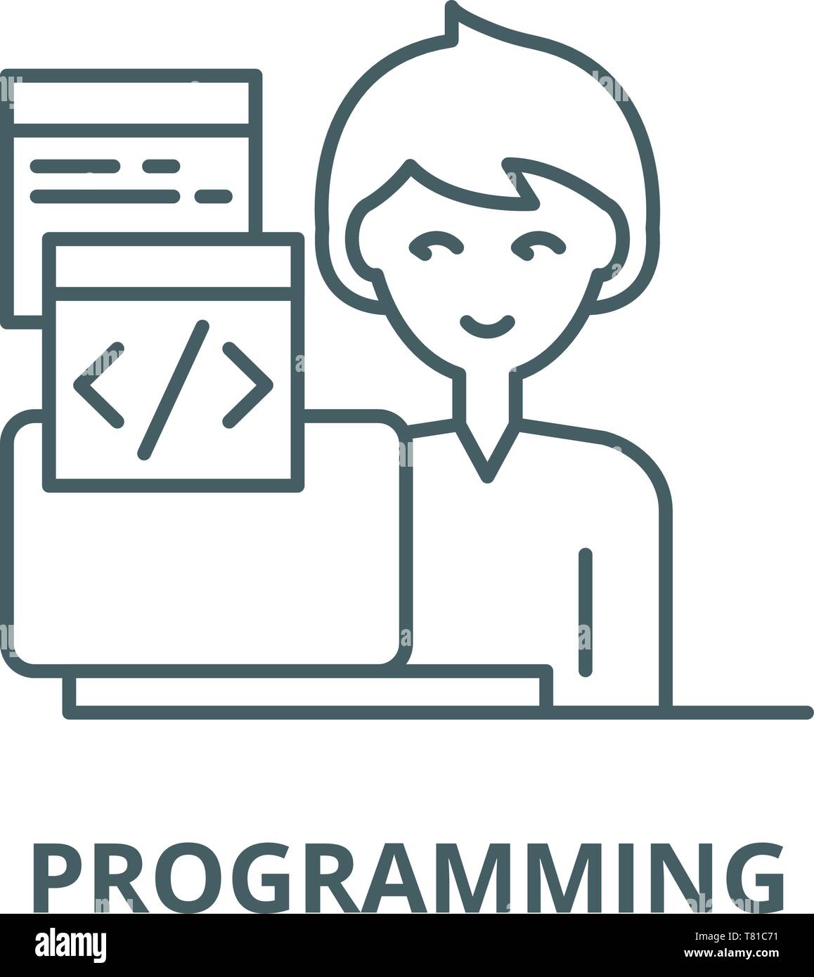 L'icône de la ligne du vecteur de programmation linéaire, concept ...