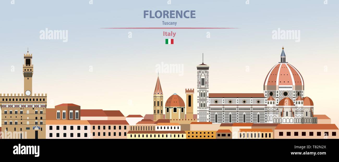 Florence city skyline on beau fond de jour vector illustration Image ...