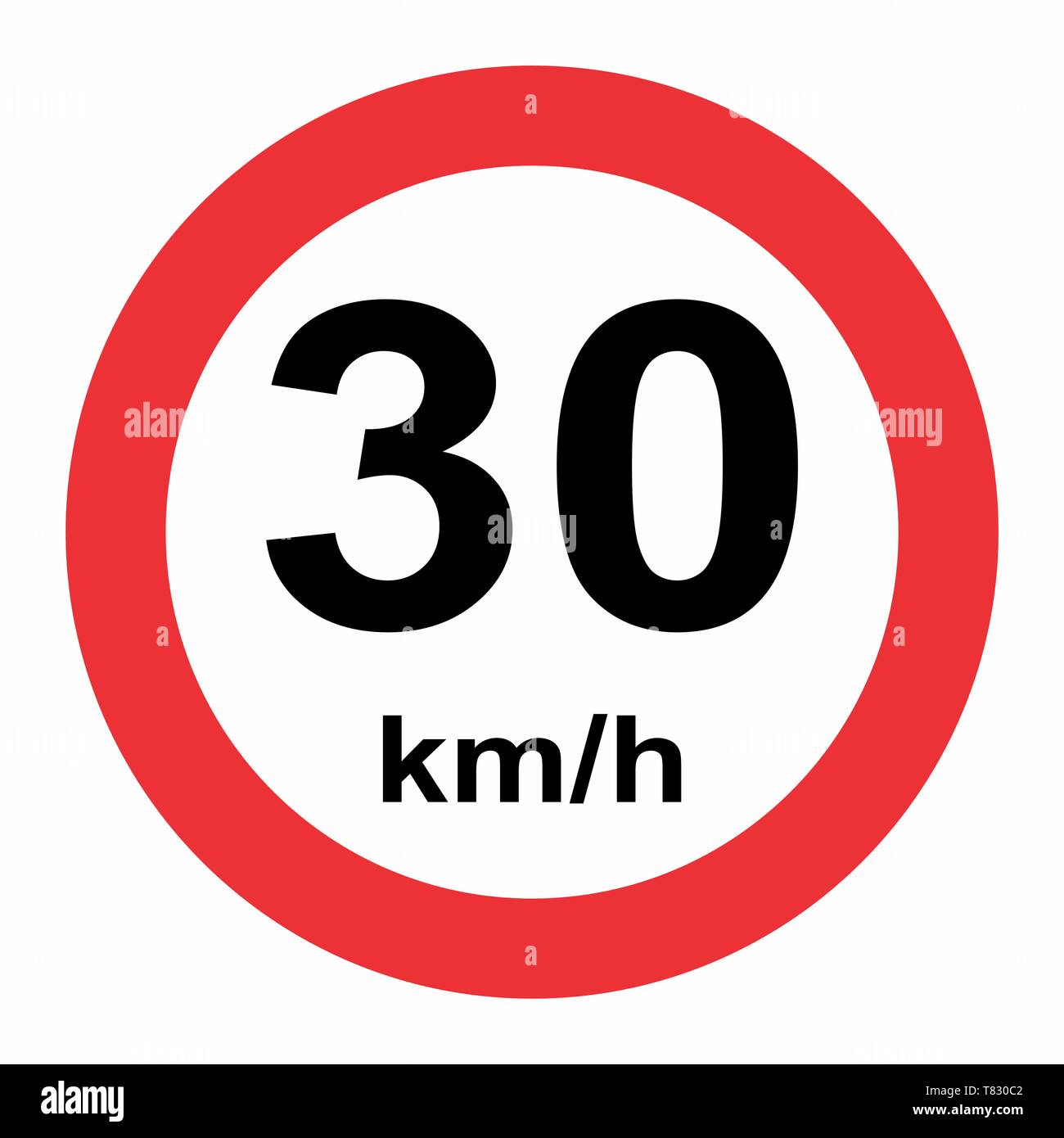 Panneau de signalisation de limite de vitesse de 30 km h Banque d ...