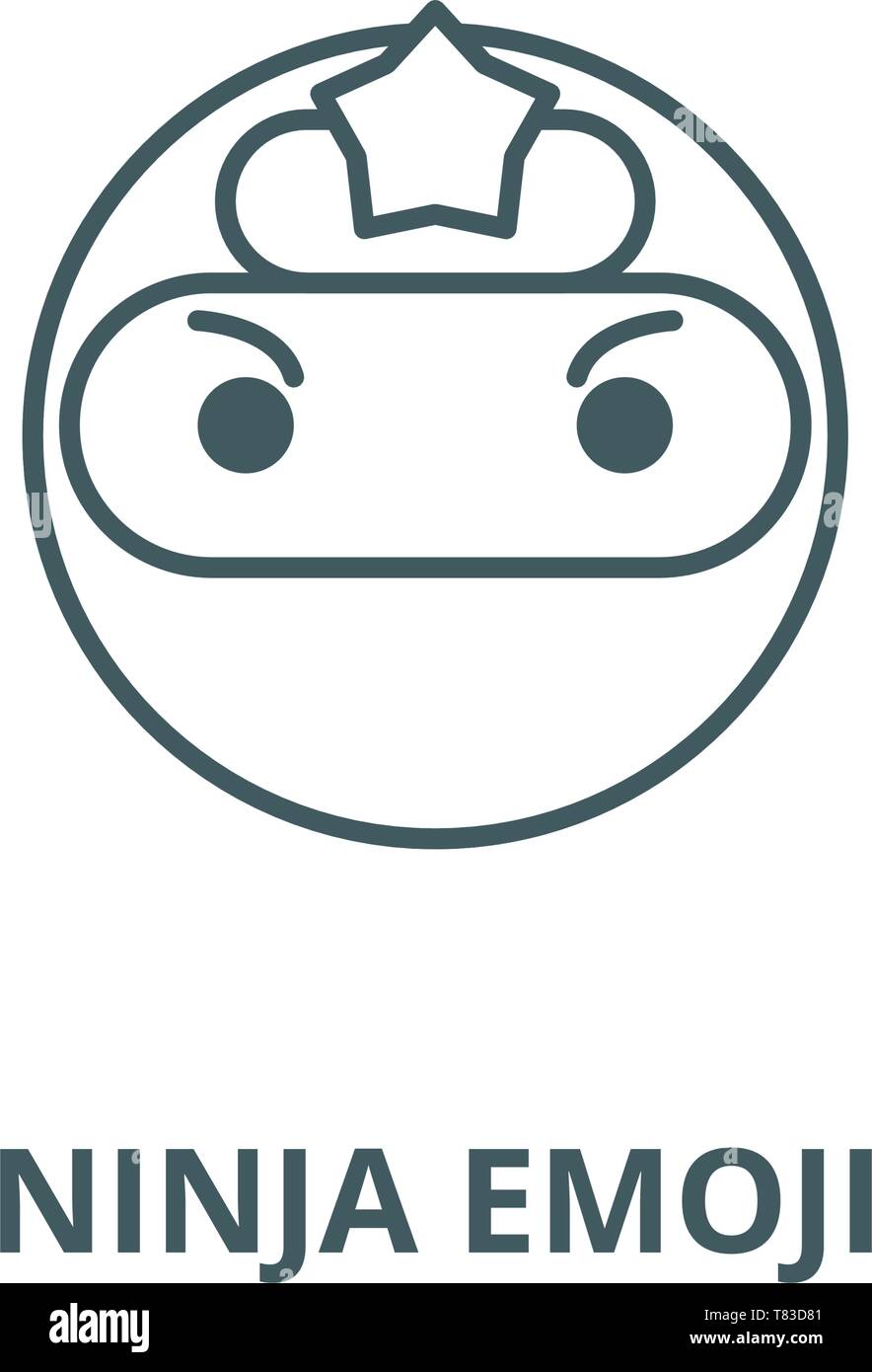 L'icône de la ligne du vecteur emoji Ninja, concept linéaire, contour ...