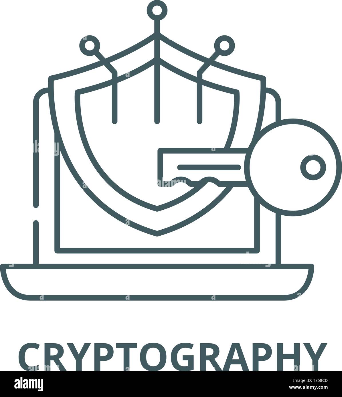 L'icône de la ligne du vecteur de la cryptographie, concept linéaire ...
