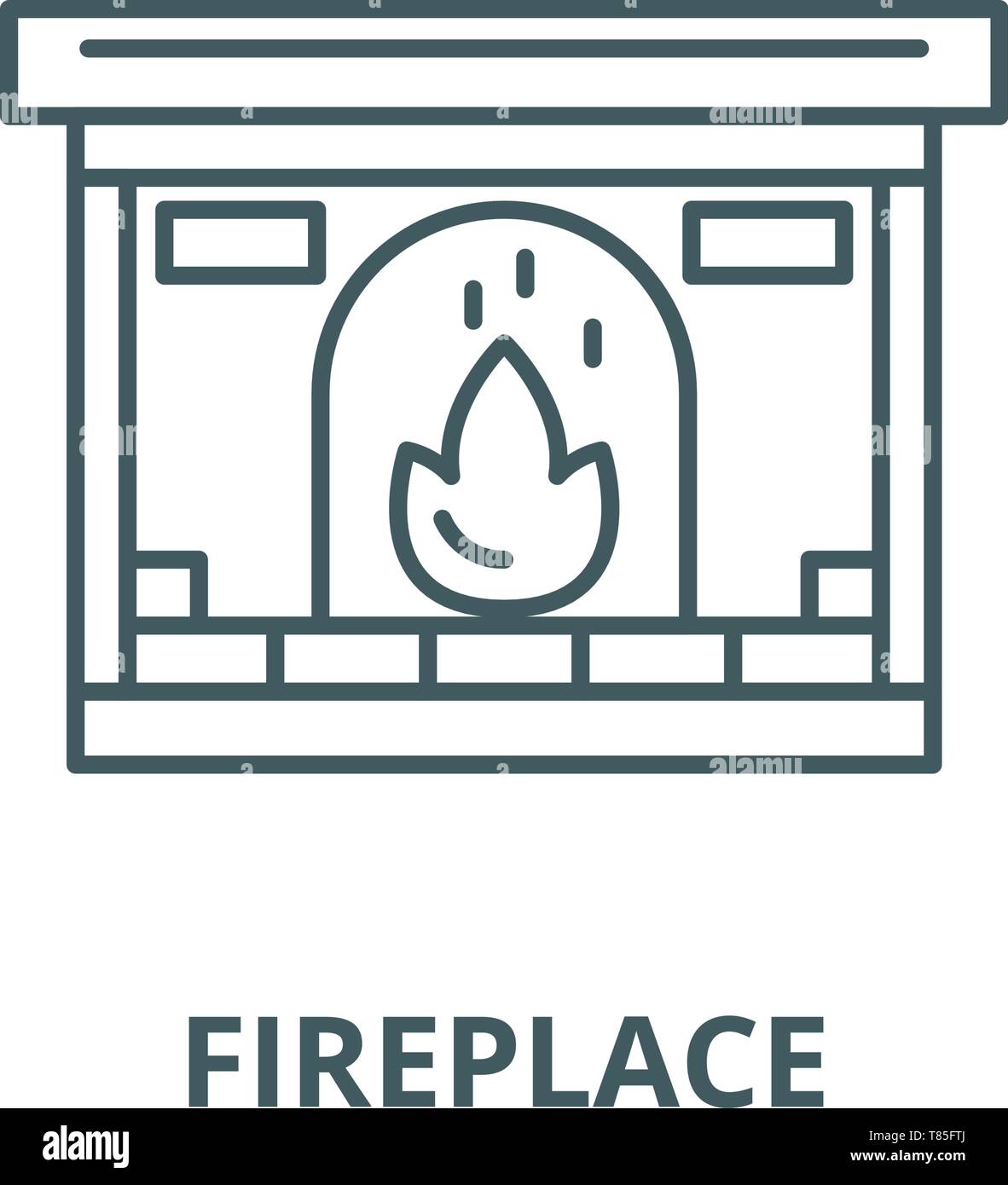 Cheminée l'icône de la ligne du vecteur linéaire, concept, contours ...