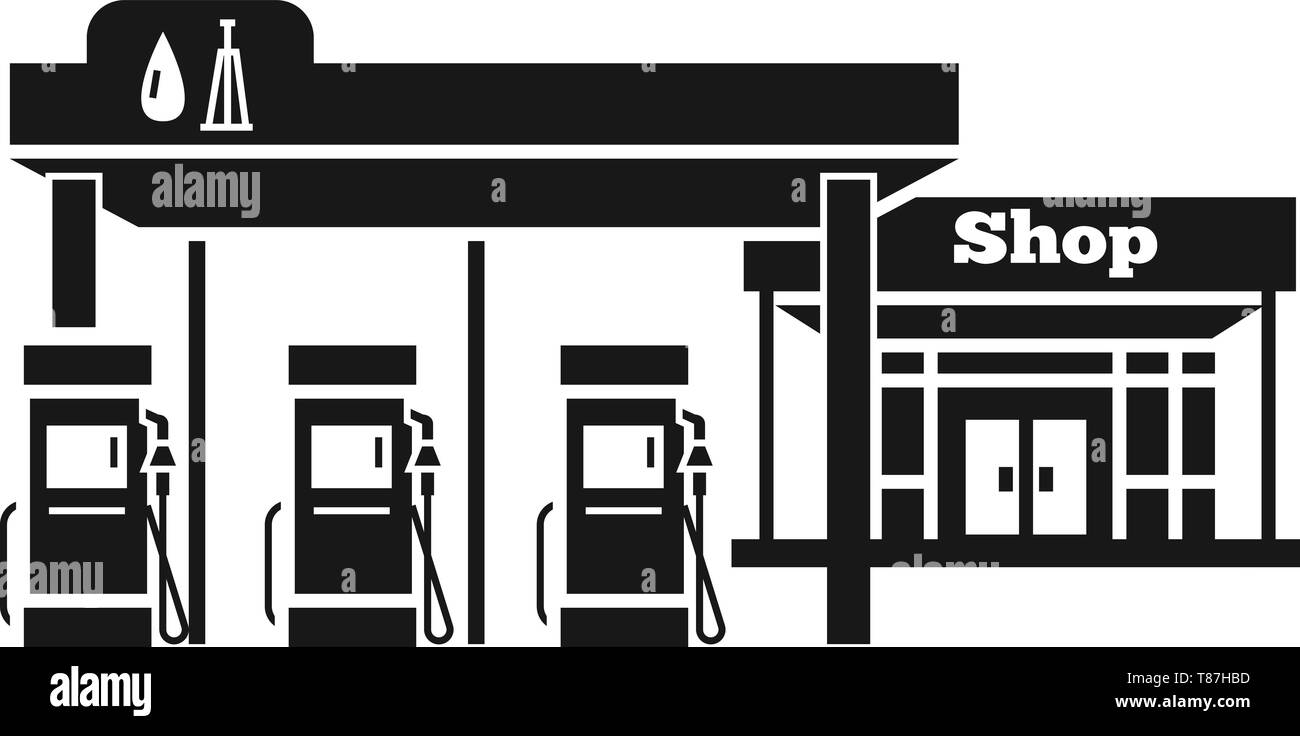 Station essence avec shop icône. Simple illustration de station-service ...