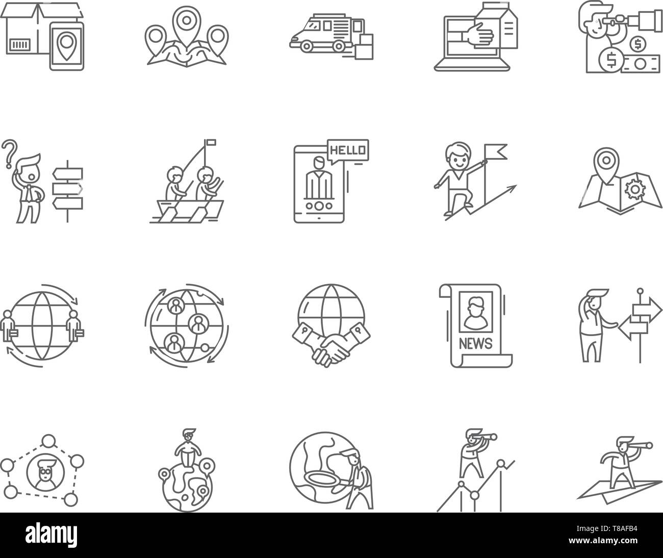 Icônes de ligne de parcours client, signes, vector set, contours ...