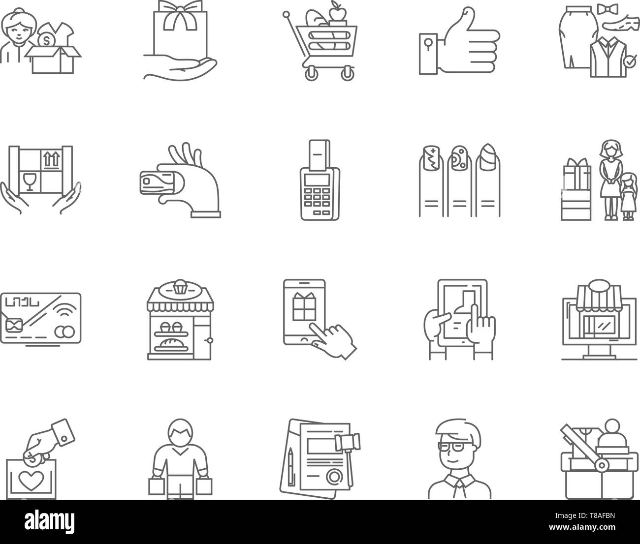 La satisfaction du client, signes, icônes de ligne vector set, contours ...