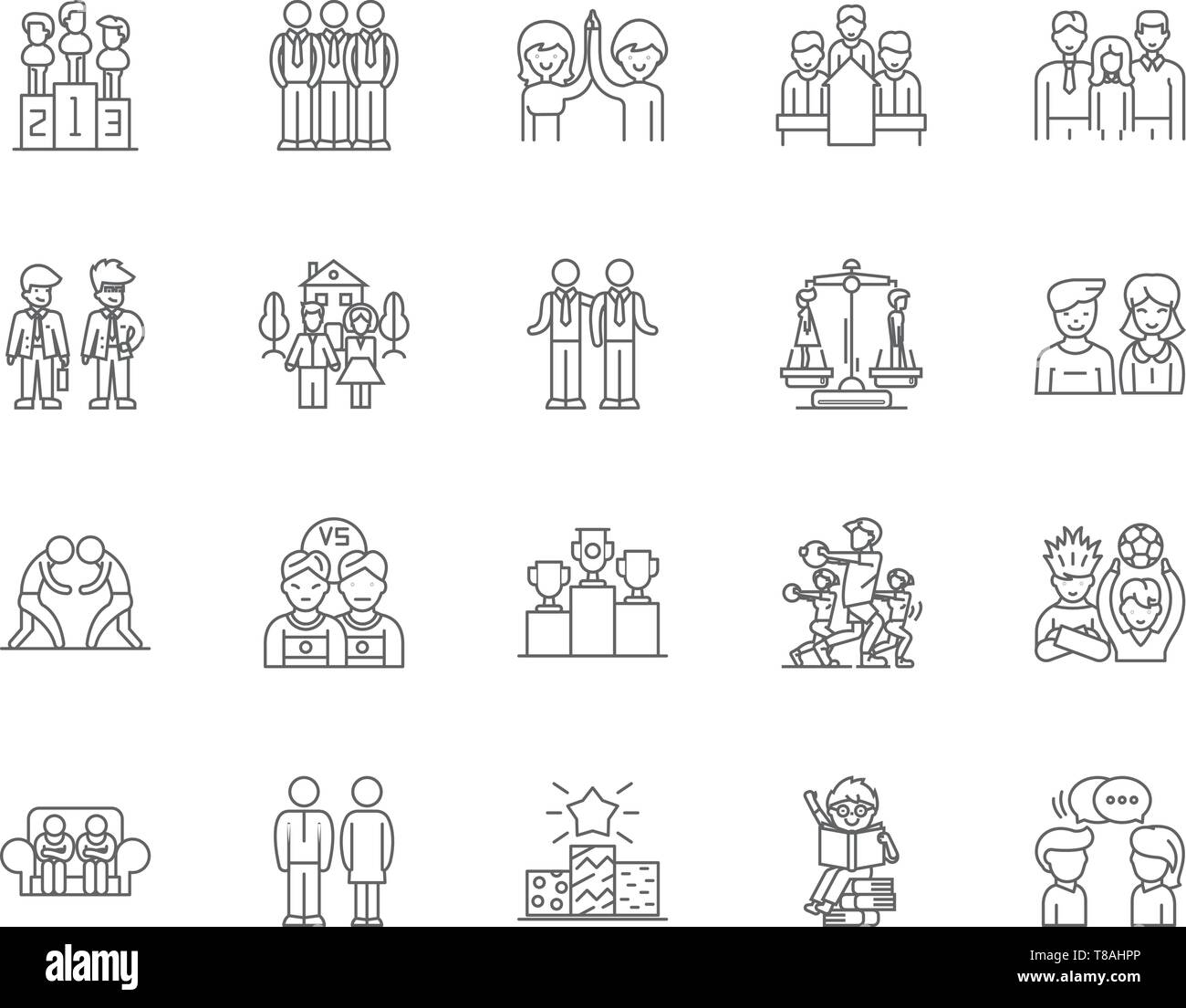 Les icônes de la ligne juste, signes, vector set, contours concept ...