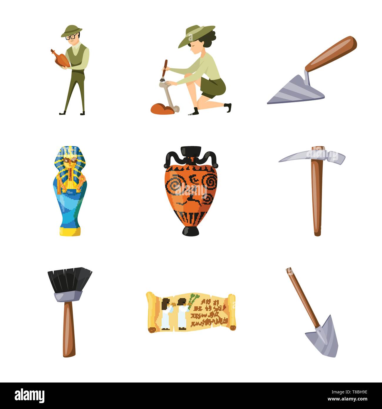 L'archéologue,OUTIL,sarcophage,amphora,pinceau,pioche,allez,des,pelle ...