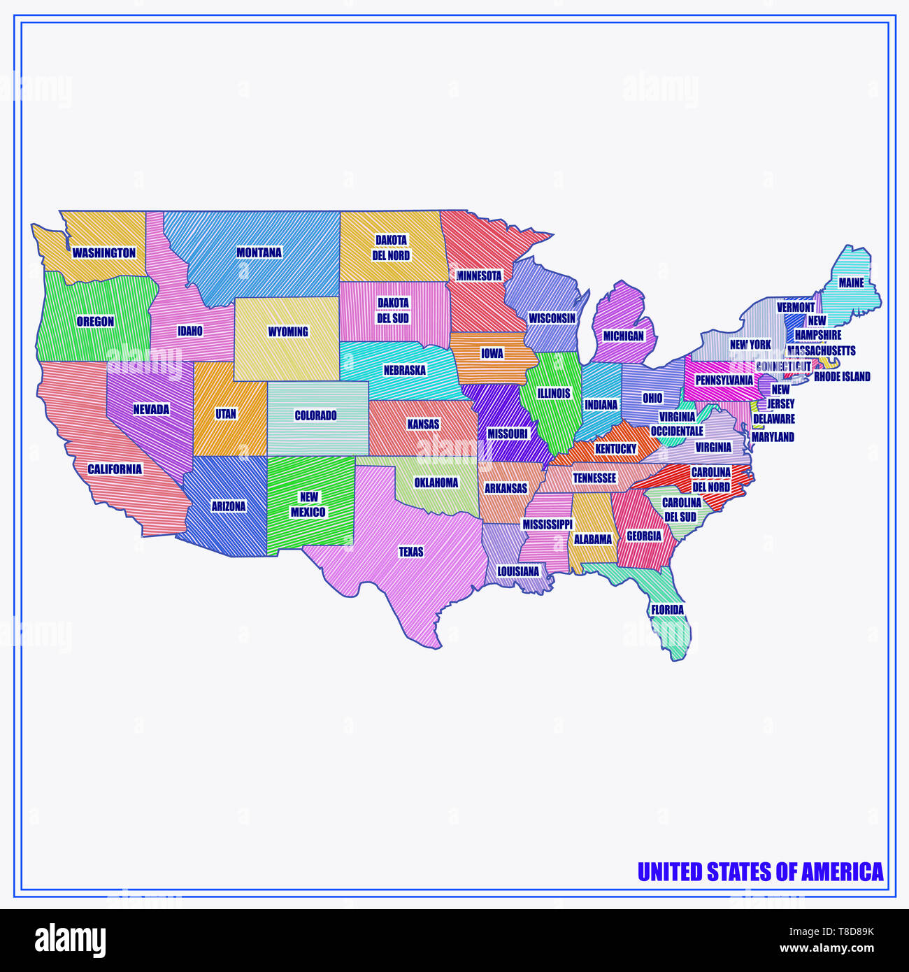 Carte des USA avec les régions et l'infographie. Illustration en ...