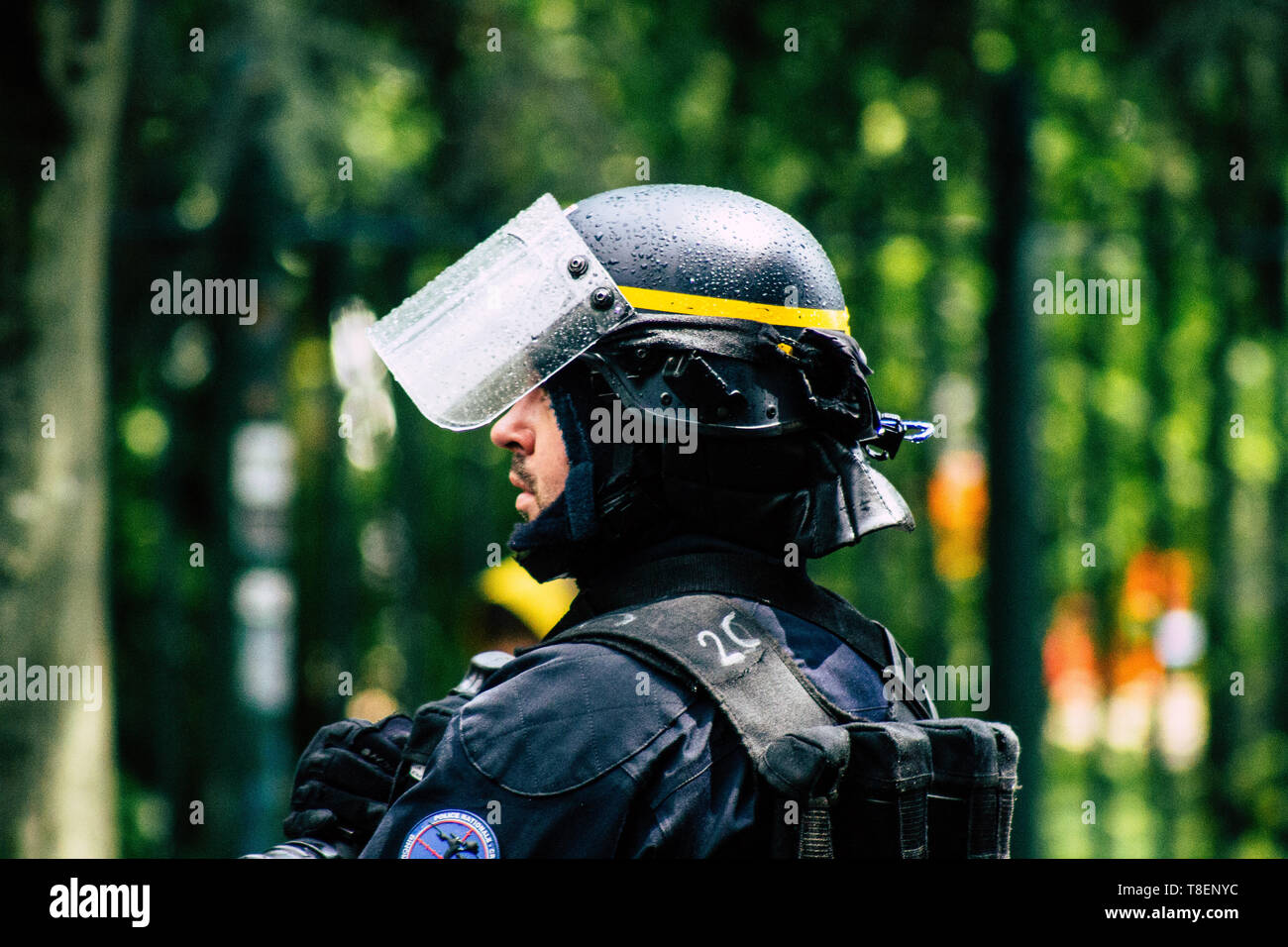 Paris France le 11 mai 2019 Portrait d'une Riot Squad de la Police ...