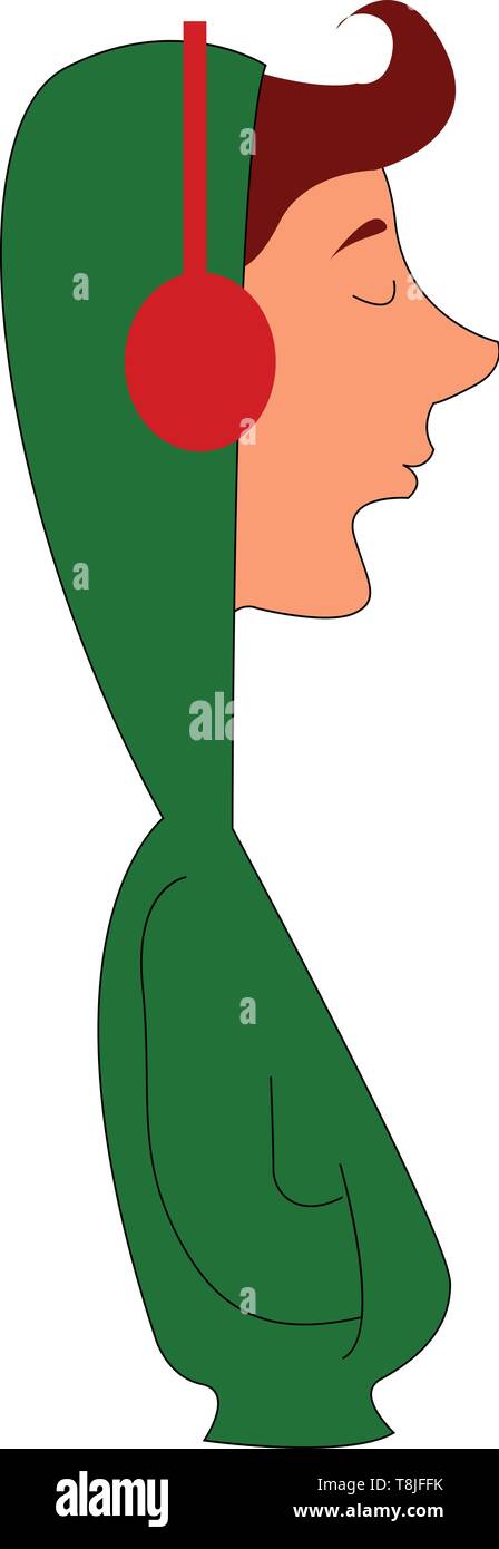 Une couleur rouge casque pour écouter de la musique, vecteur, dessin en ...