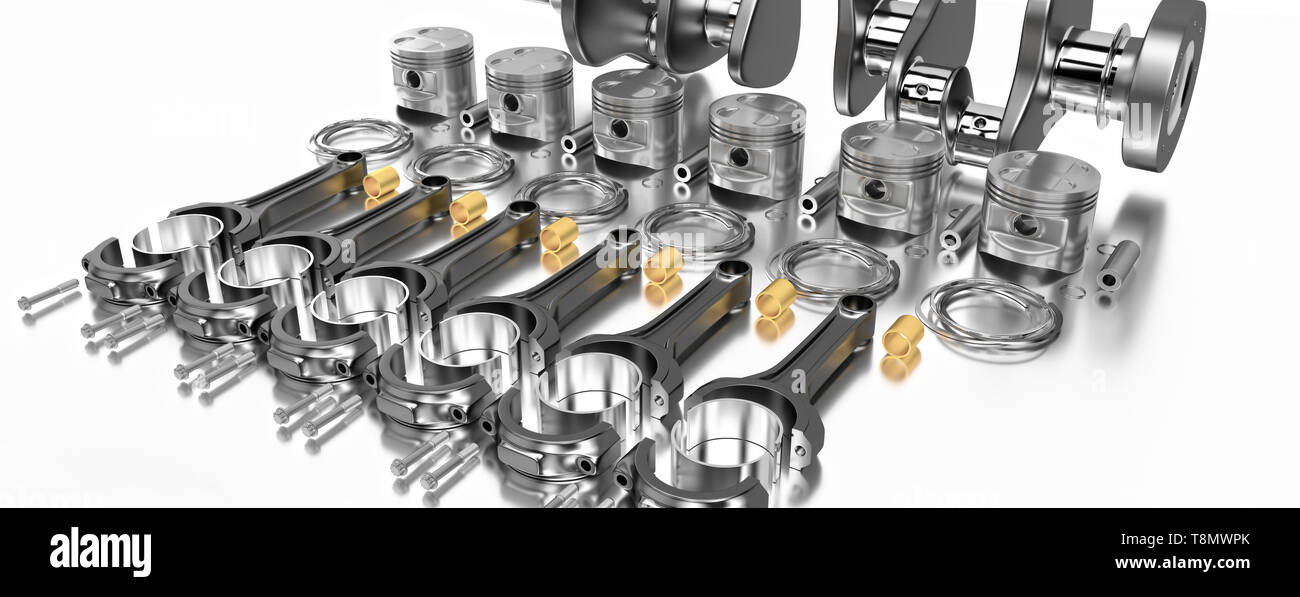 Le rendu 3D. Pour vilebrequin 6v cylindres moteur. Chariot vilebrequin ...