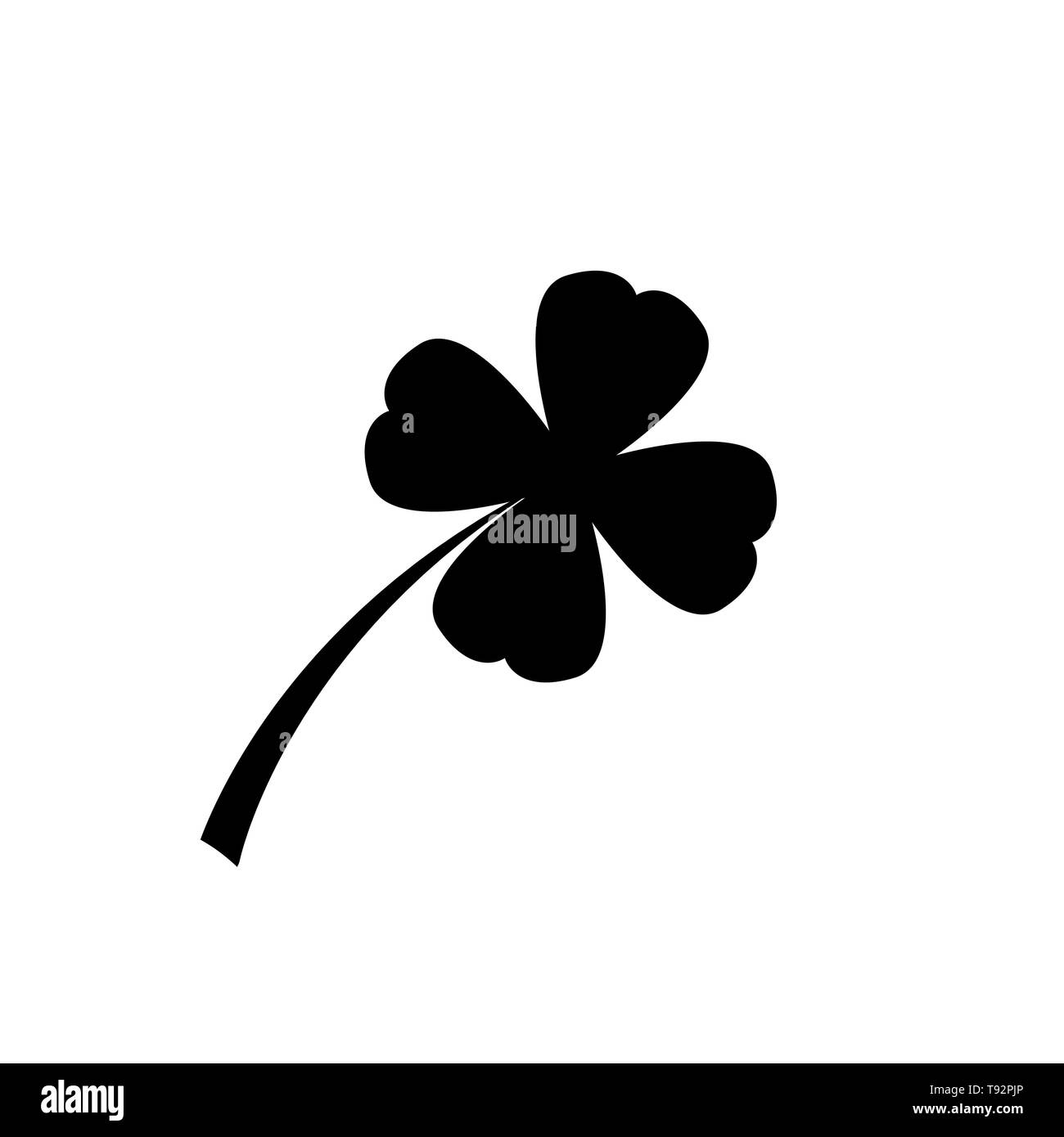 Trèfle à quatre feuilles. Icône noire isolé sur fond blanc. Clover ...