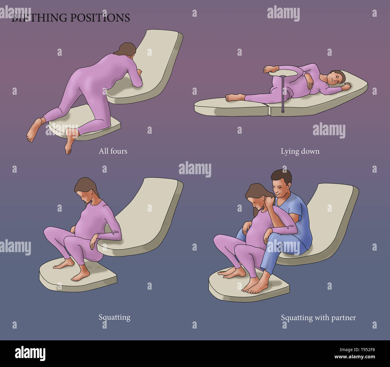 Quatre positions d'accouchement différentes Banque de photographies et ...