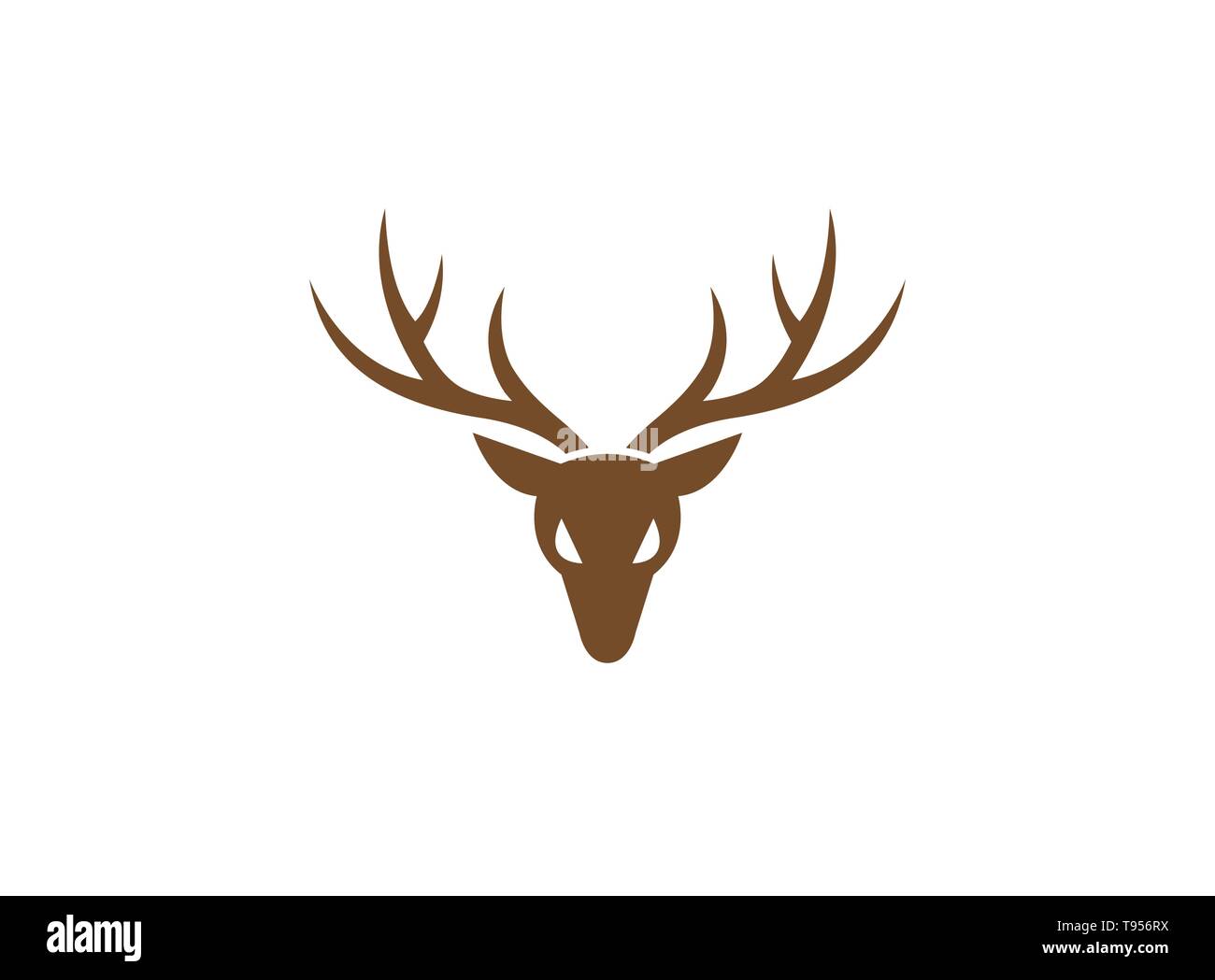 Chasse au chevreuil avec grandes cornes logo design illustration Image ...