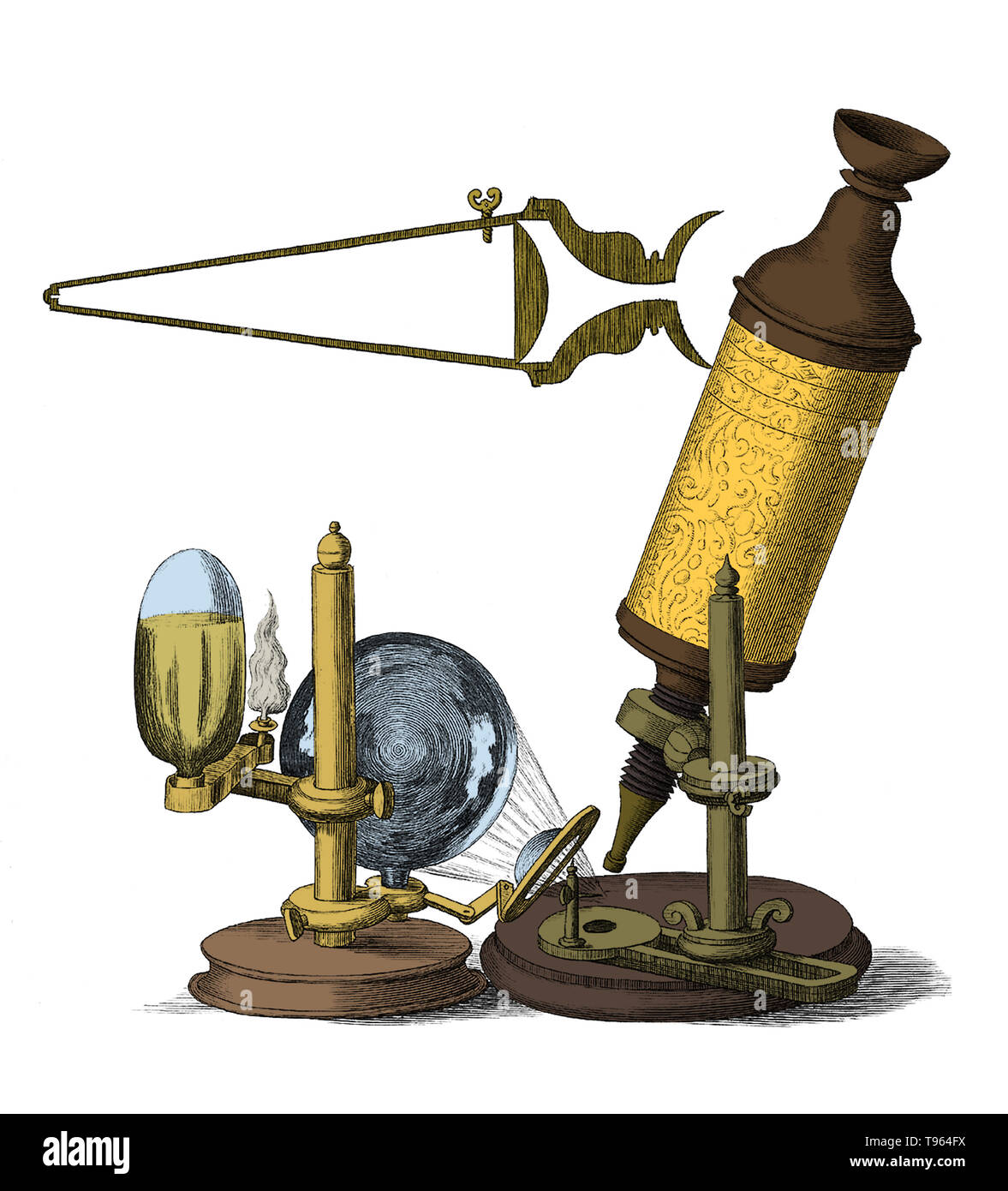 Robert hooke, microscope en or, utilisé pour fabriquer Banque de ...
