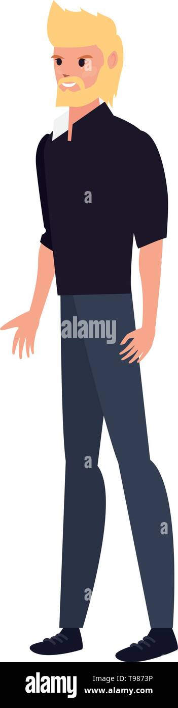 Homme avec les tenues de personnage debout sur fond blanc vector ...