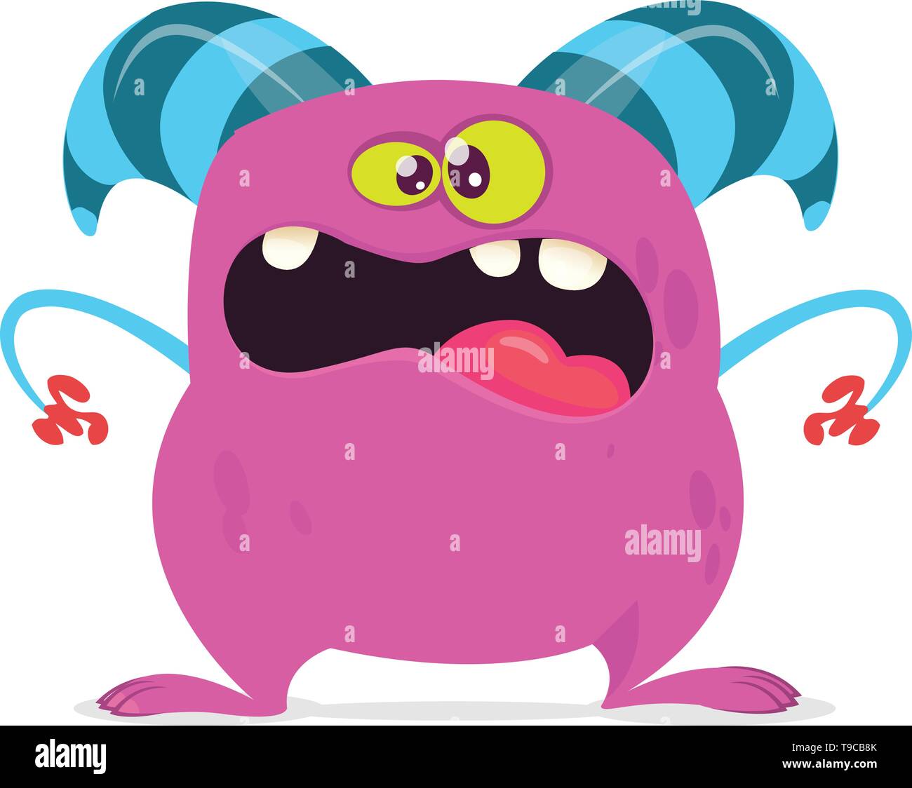 Heureux cartoon monster. Rose Halloween monstre poilu vector ...