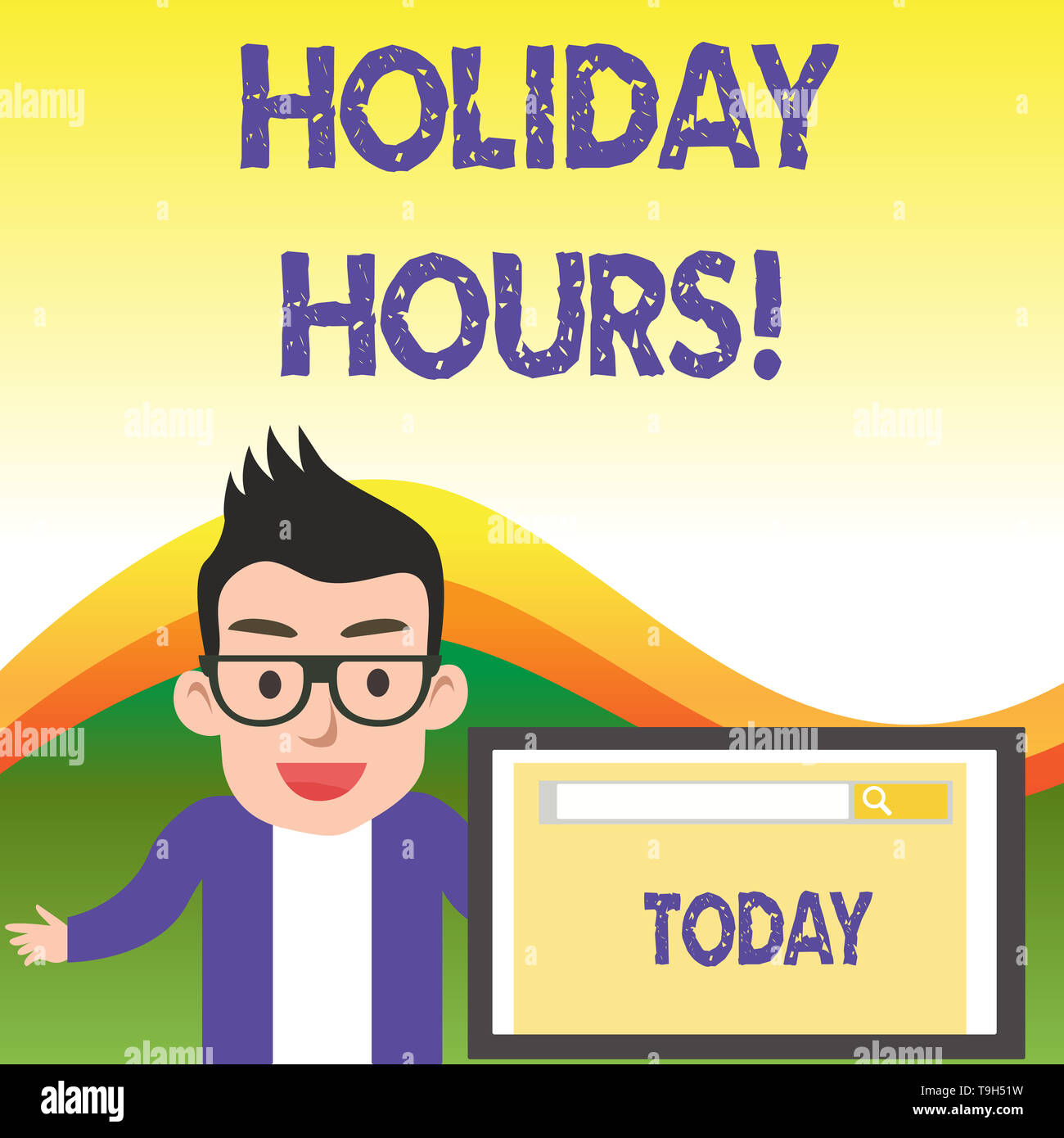 Signe texte montrant l'horaire des jours fériés. Photo d'affaires ...