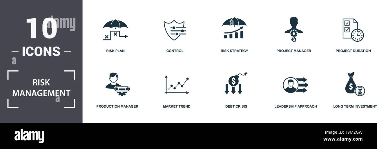 Gestion des risques icons set collection. Comprend des éléments simples ...