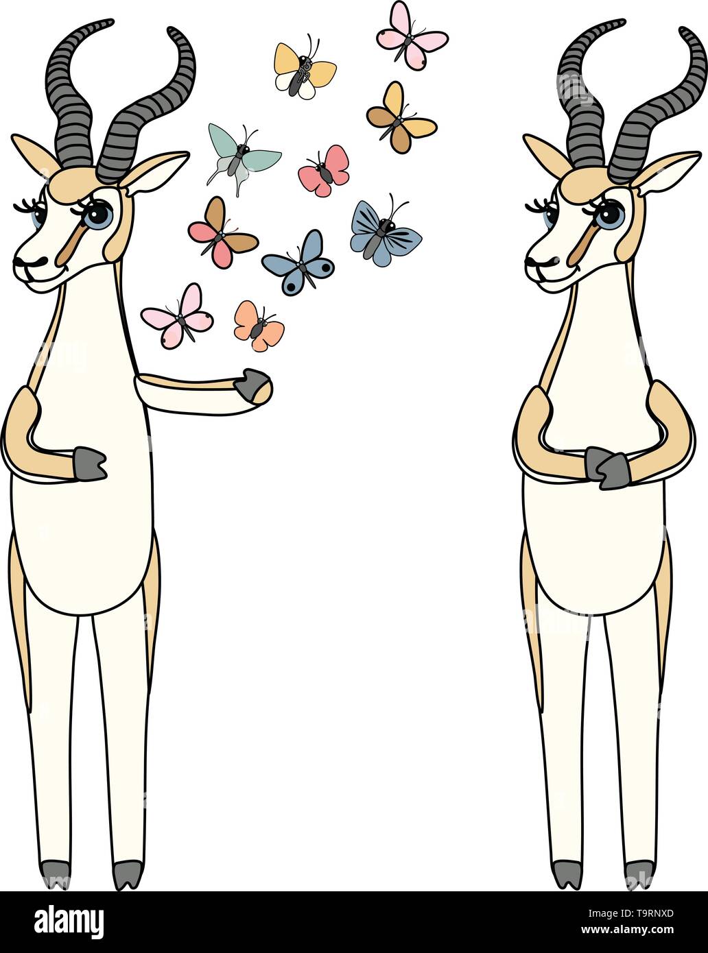 Scandi vector cartoon animal gazelle dorcas clip art Image Vectorielle ...