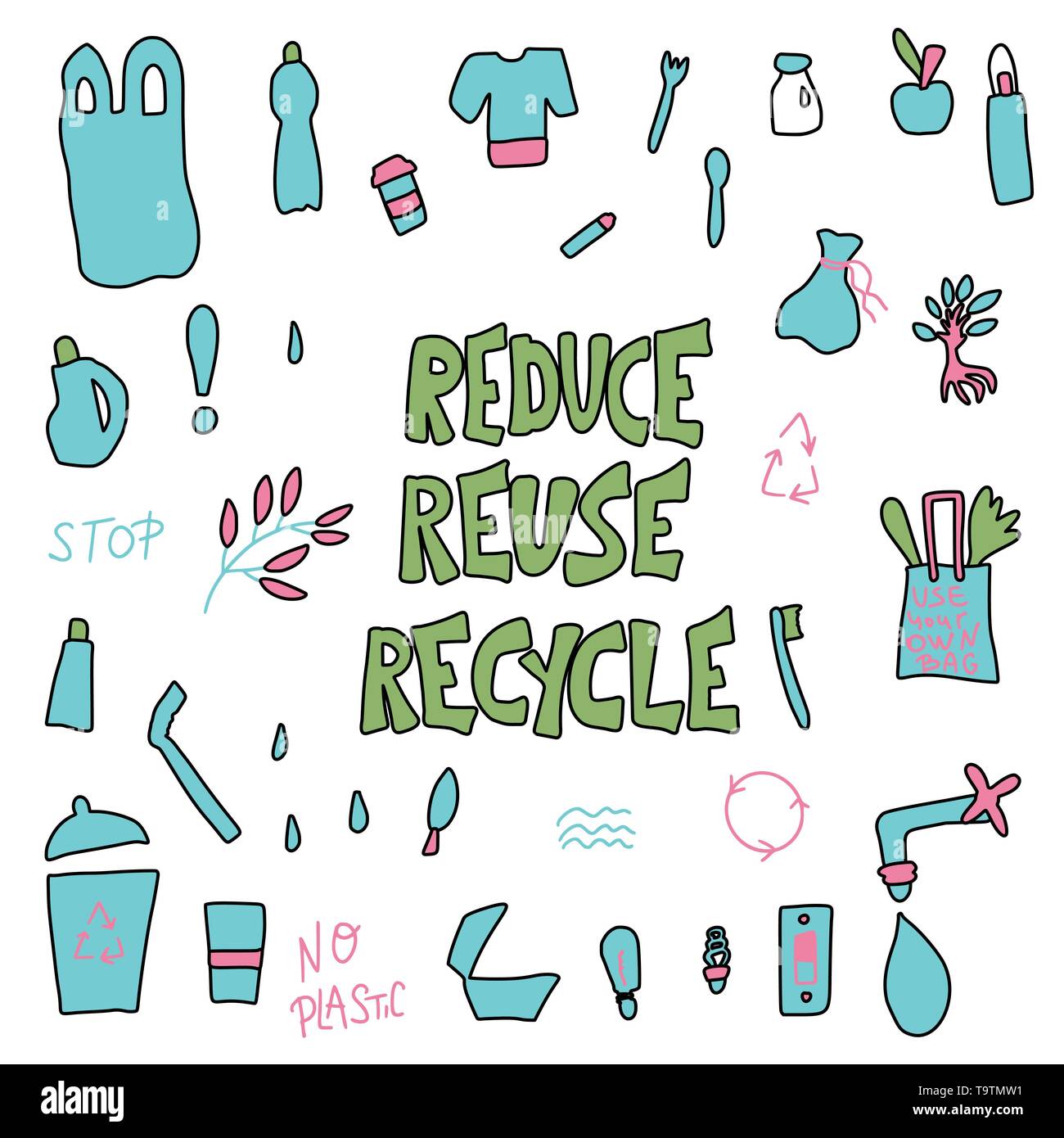 Réduire Réutiliser Recycler concept. Devis avec vie eco collection d ...