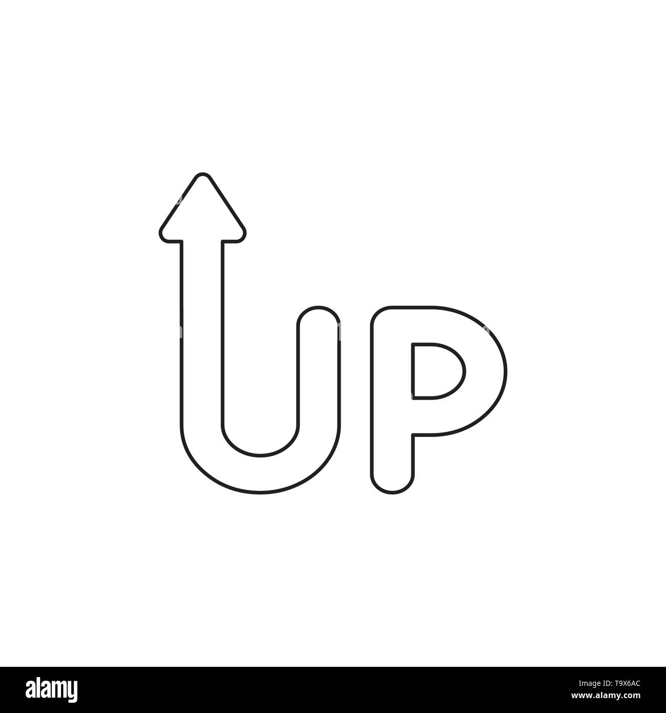 Icône vecteur concept de word avec la flèche en montée. Contours noirs ...
