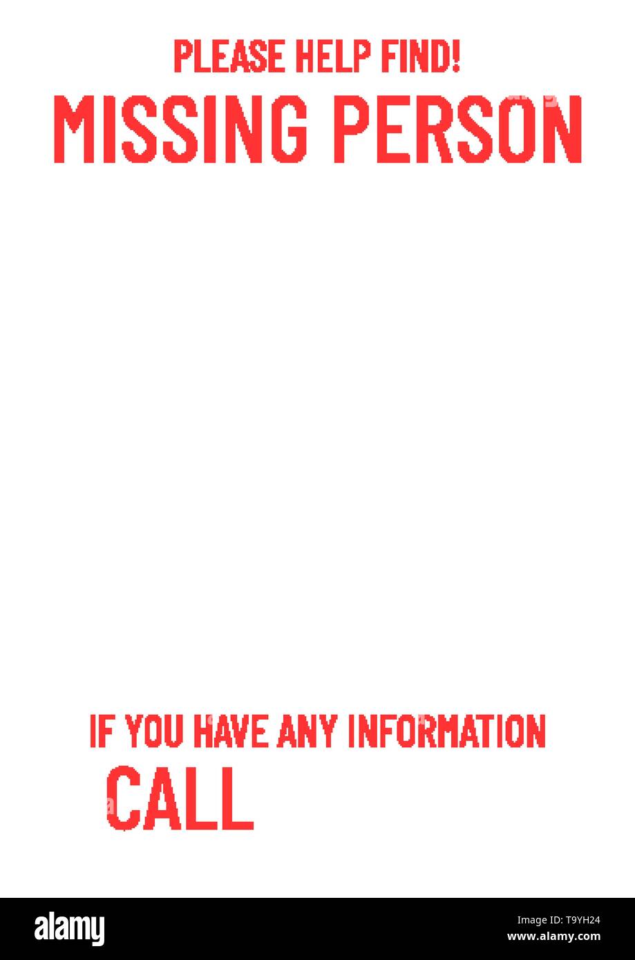 Affiche de personne disparue Banque d'images vectorielles - Alamy