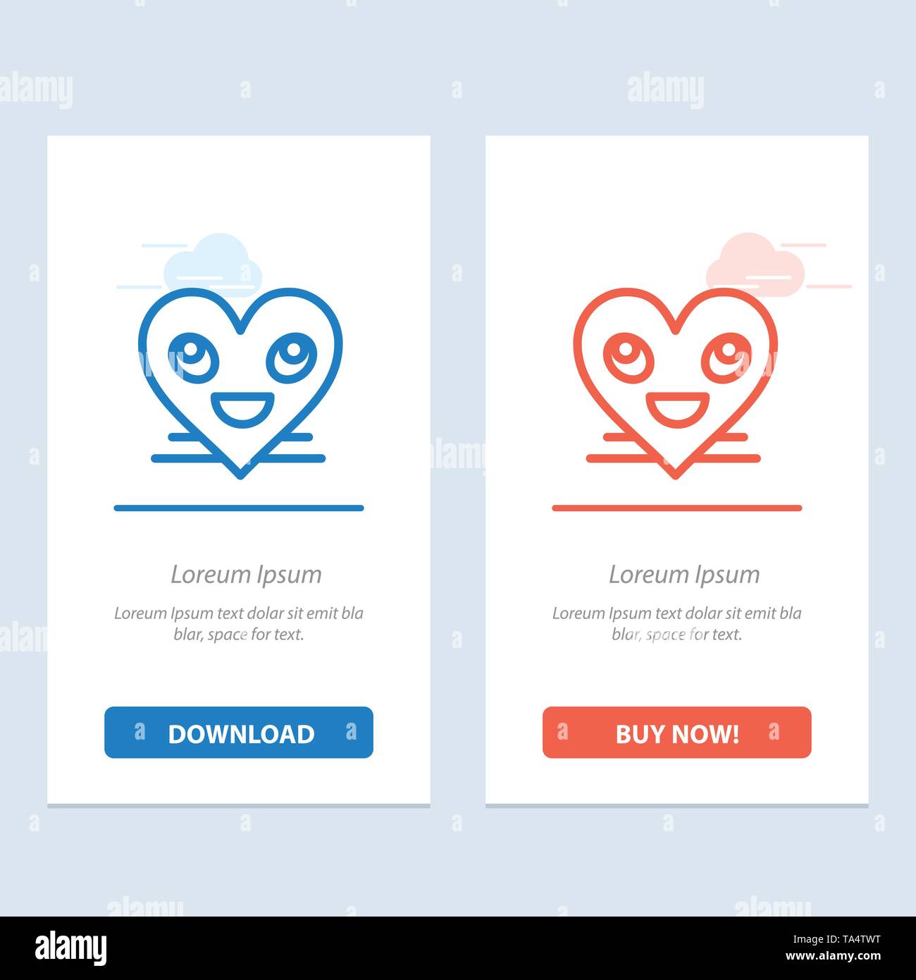 Cœur, émoticônes, Smiley, visage, sourire rouge et bleu Téléchargez et ...