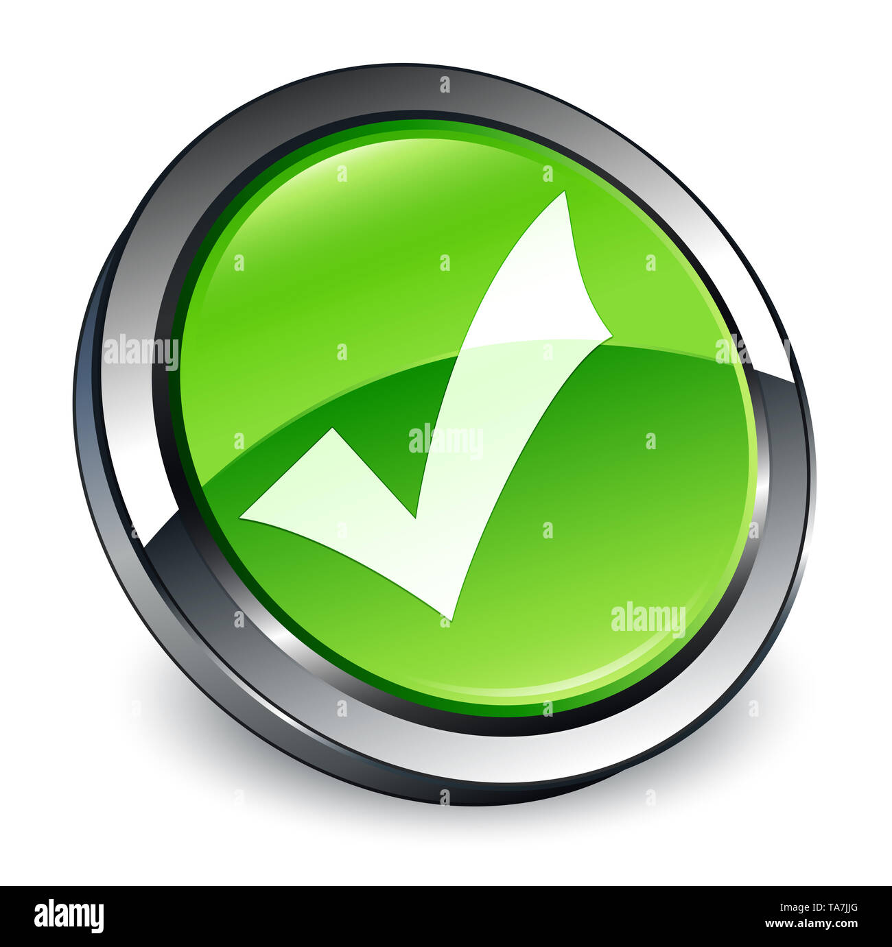 L'icône de validation isolé sur le bouton rond vert 3d abstract ...
