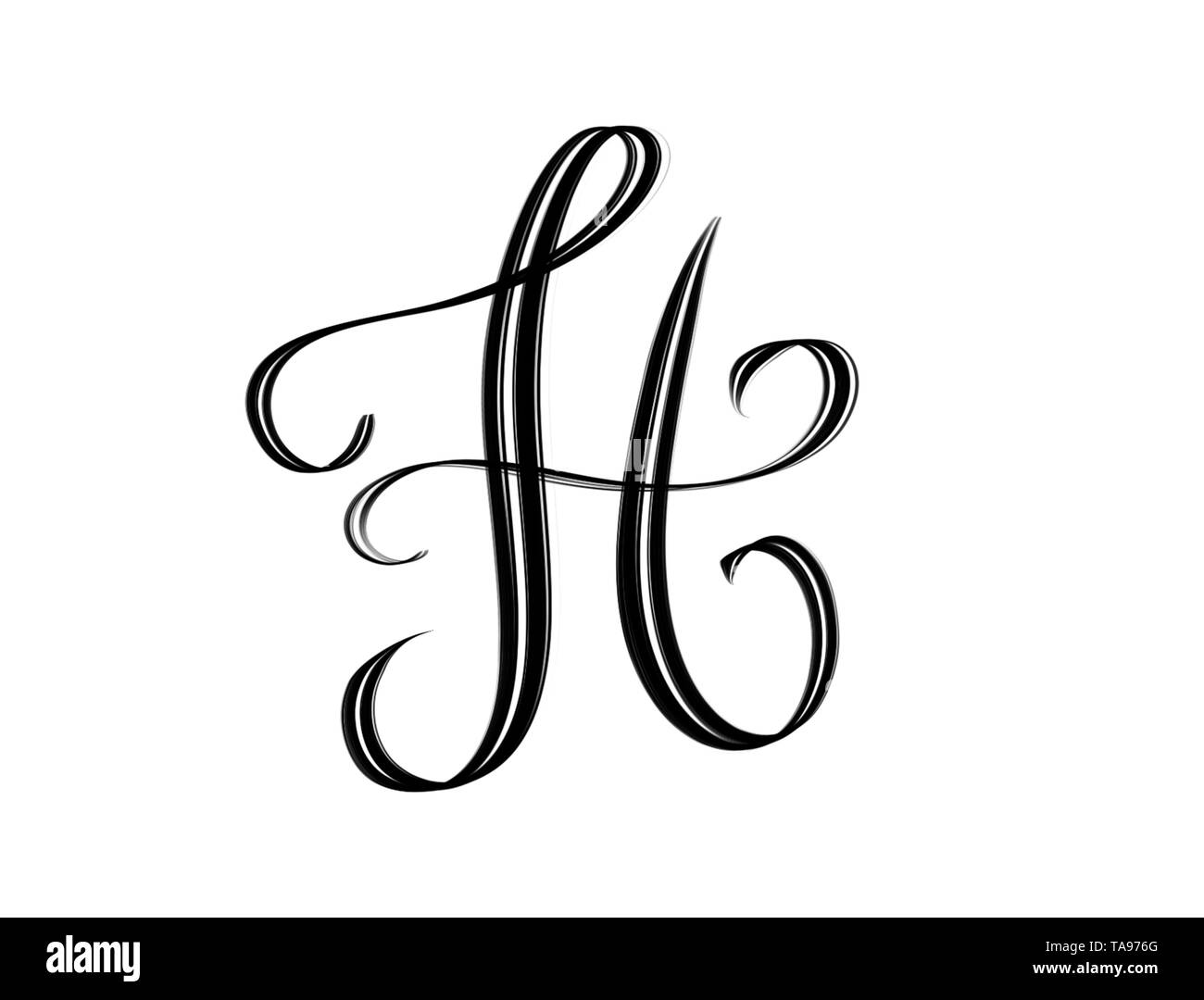 Calligraphie Lettre Majuscule H