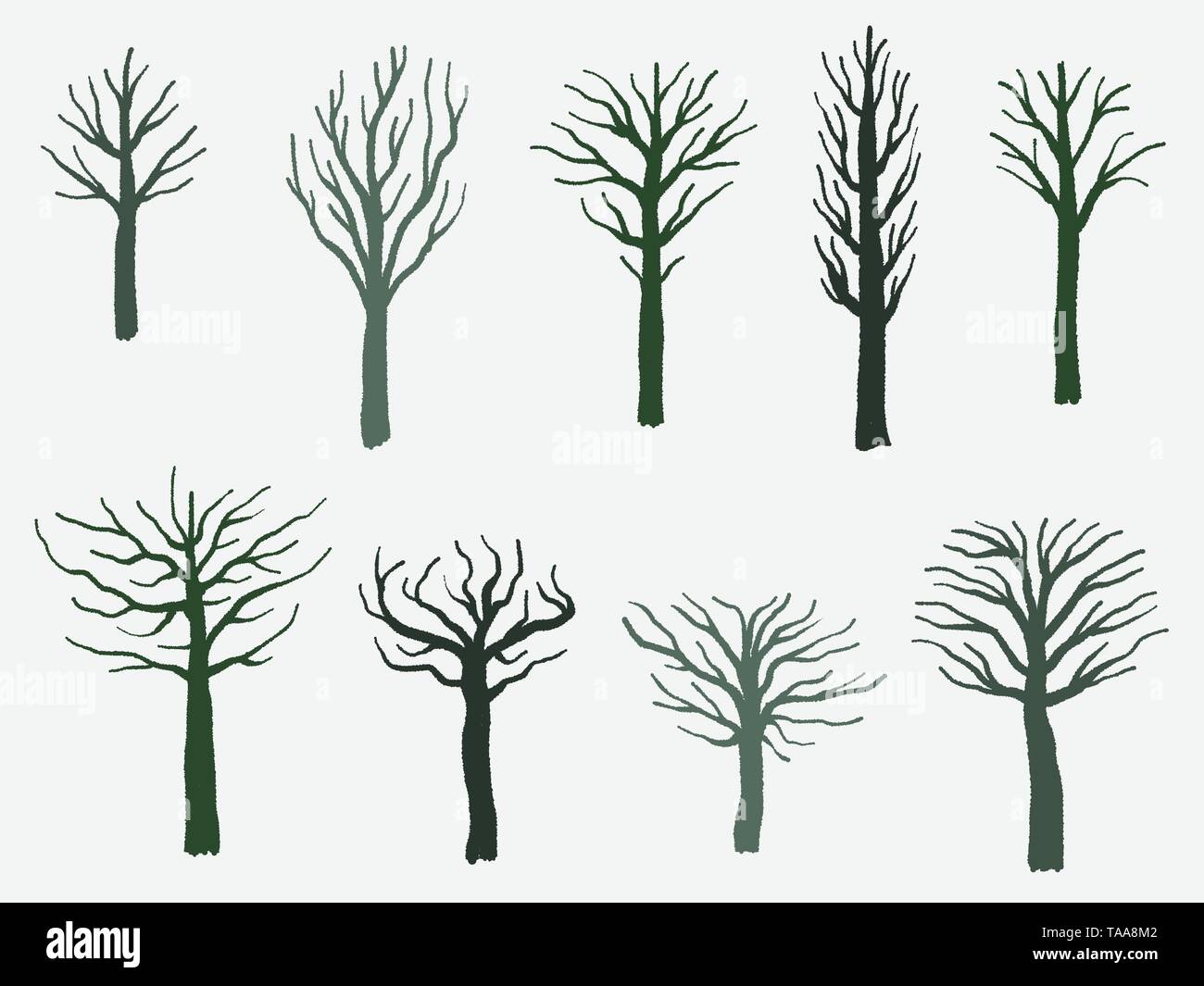 Forme d'arbre Vector set - barren tree silhouette illustration ...