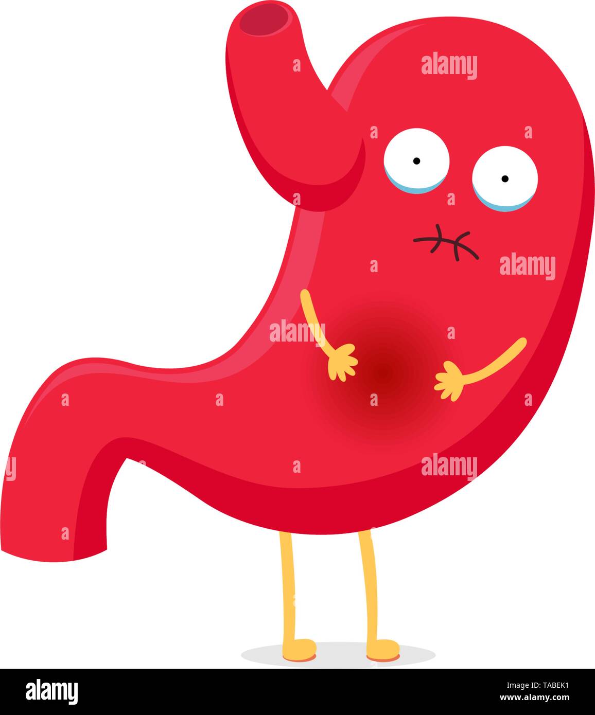 Cute cartoon caractère estomac ulcère maladie malsaine. émotion emoji ...