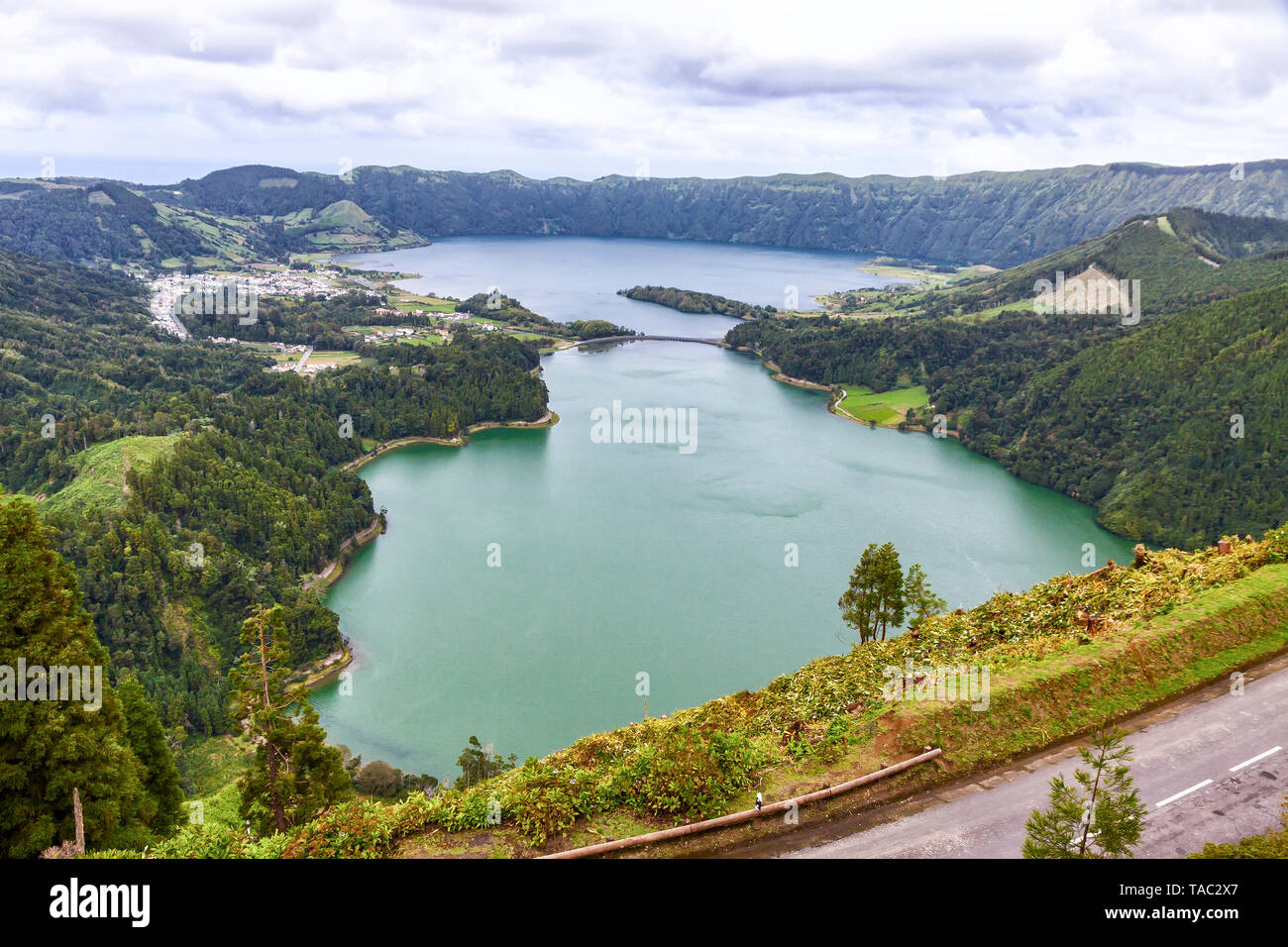 Vue Pittoresque Sur Le Lac De Sete Cidades Smême Des Villes Lac Un