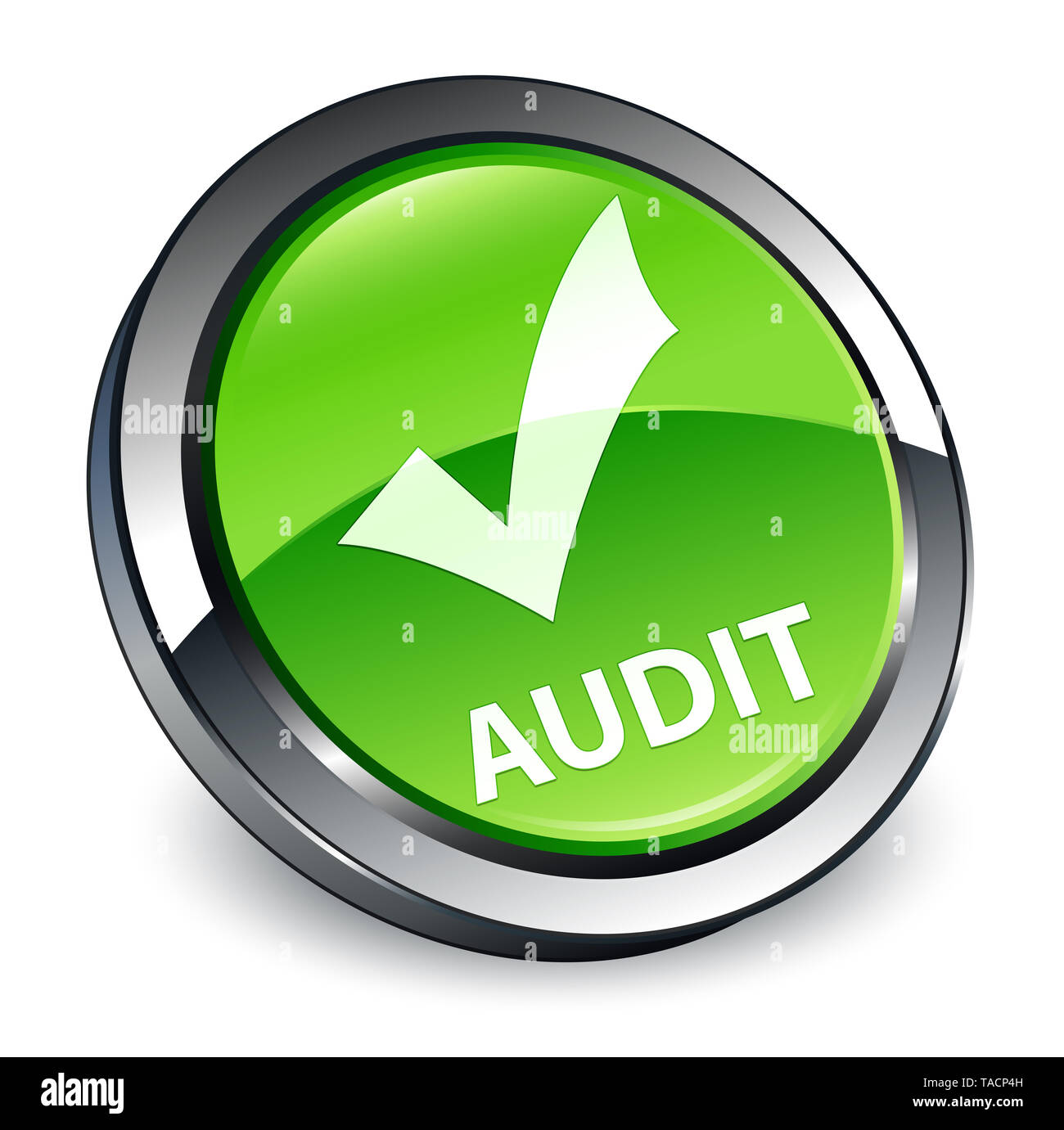 L'icône de vérification (valider) isolé sur le bouton rond vert 3d ...