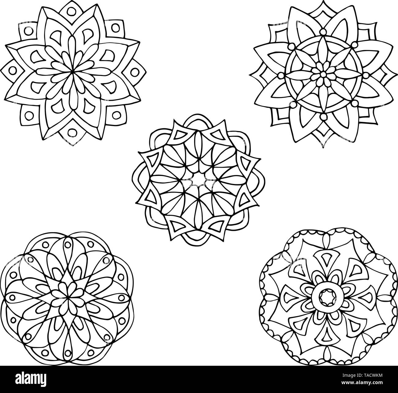 Résumé motif rond mandala, coloriage pour les enfants et les adultes ...