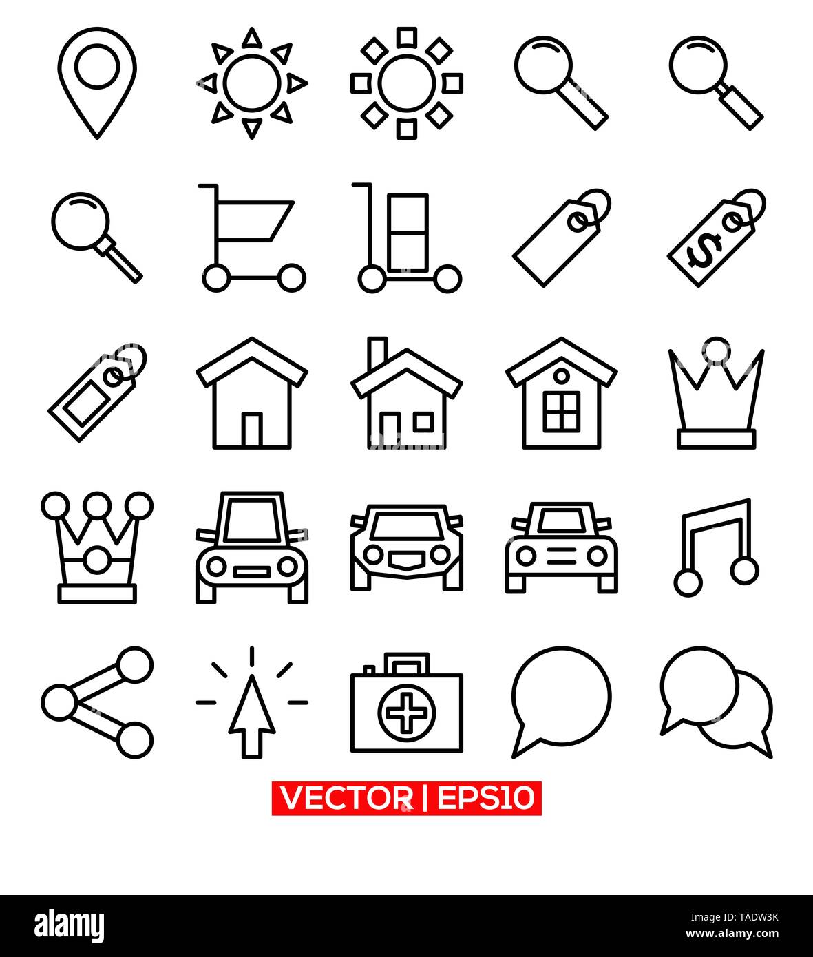 Ensemble d'icône Symbole signe de l'objet Vector Illustration Photo ...